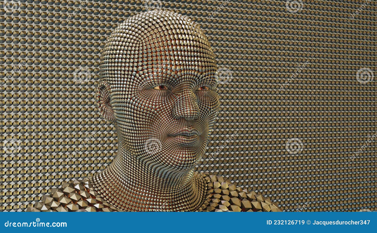 Artificial Intelligence Robot Metal Face Diamond Pattern Human Profile ...