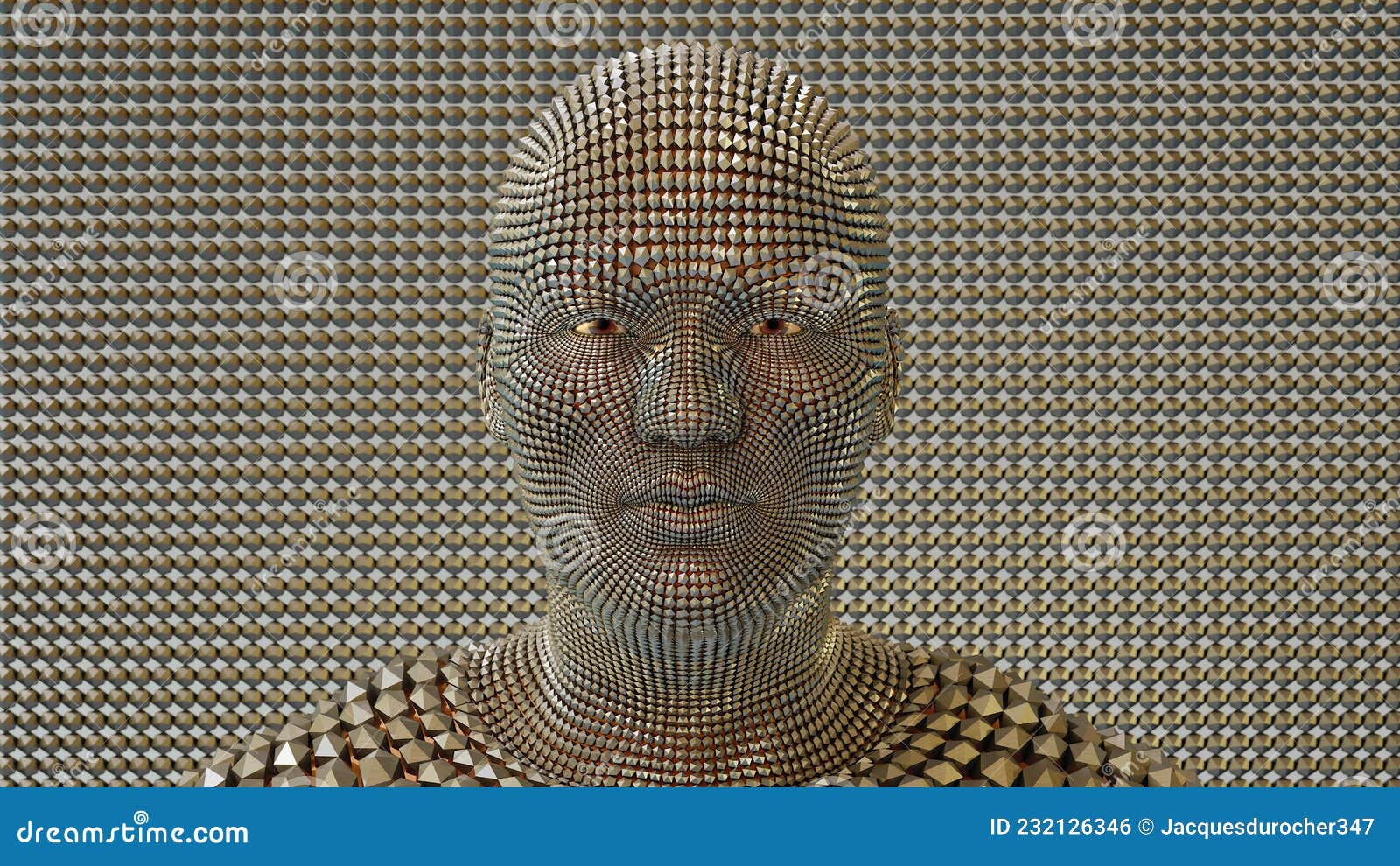 Artificial Intelligence Robot Metal Face Diamond Pattern Human ...