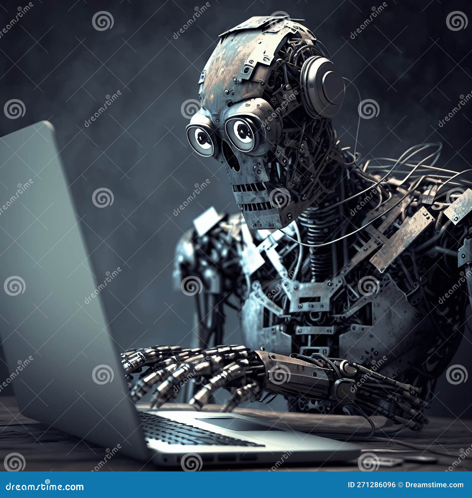 Artificial Intelligence Robot with Notebook, Created with Generative AI ...