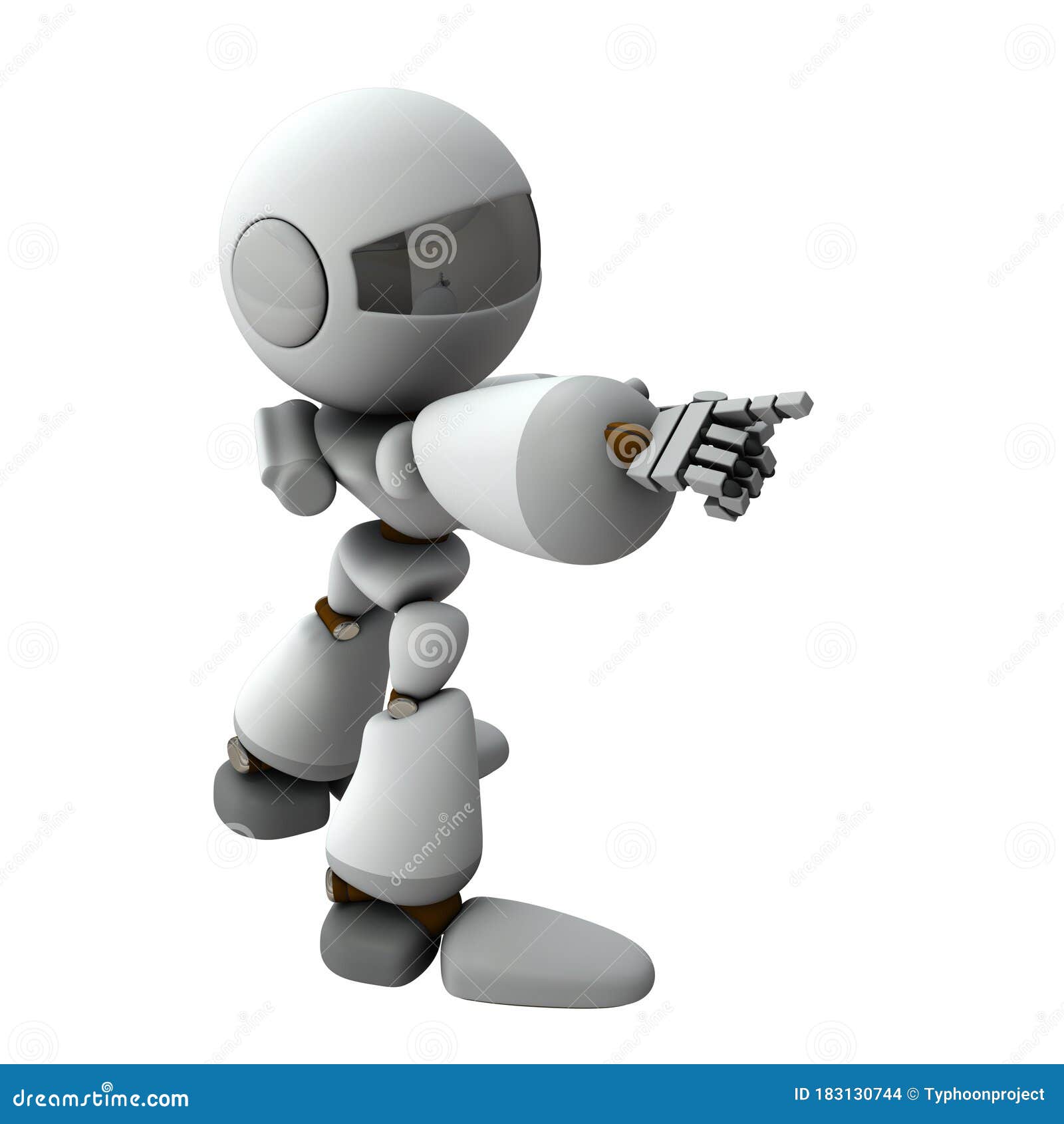 An Artificial Intelligence Robot. he Points at a Goal Stock ...