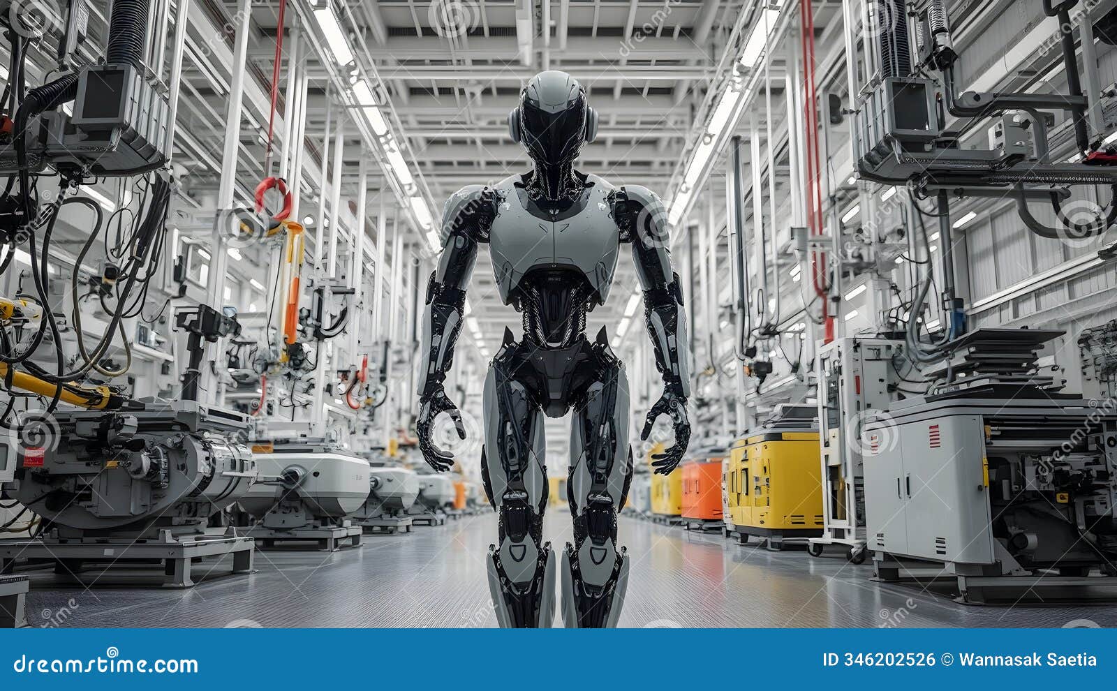 Artificial Intelligence Robot in Production Line. Future Technology ...