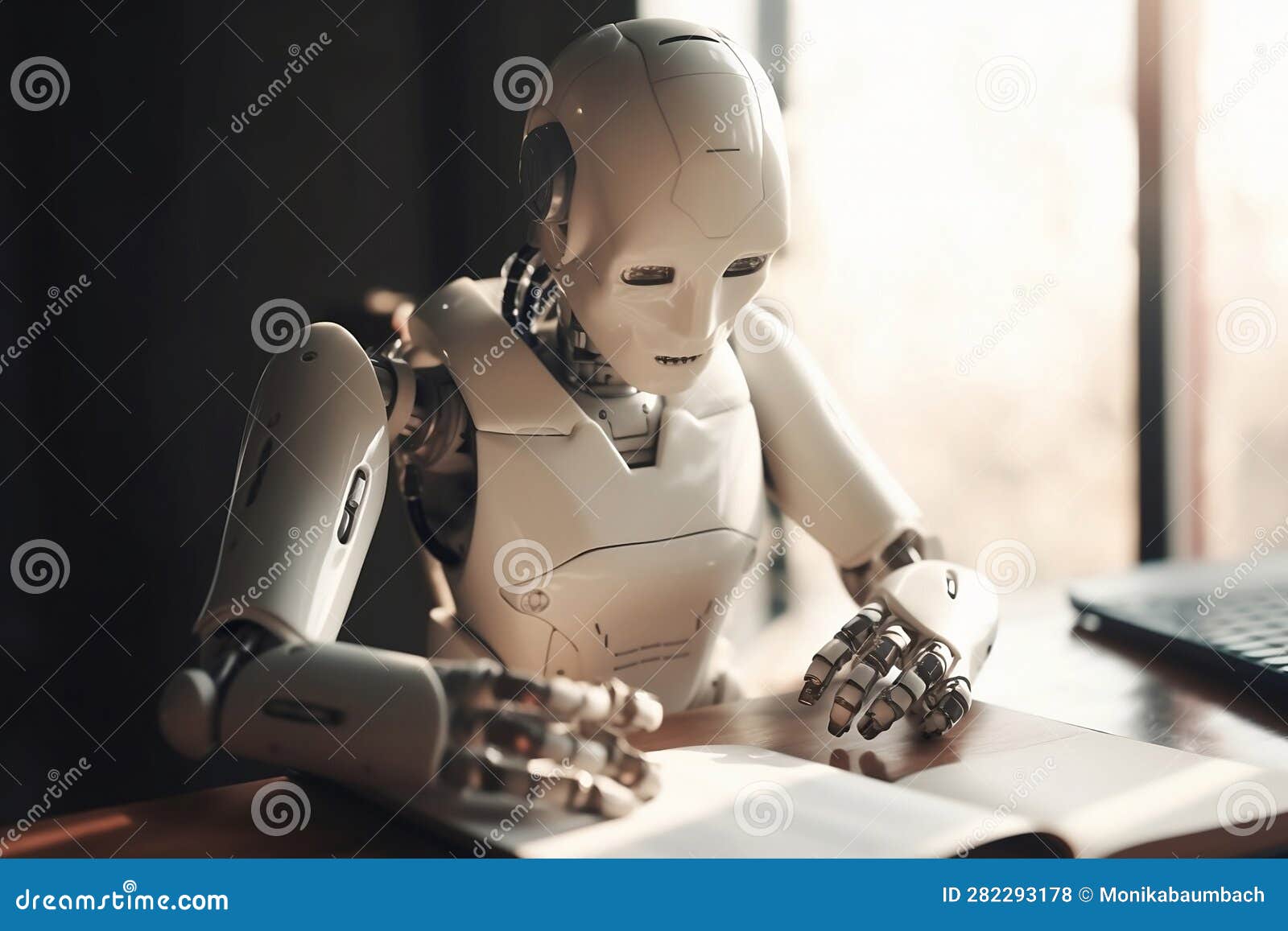 Artificial Intelligence Robot Reading Text. Stock Illustration ...