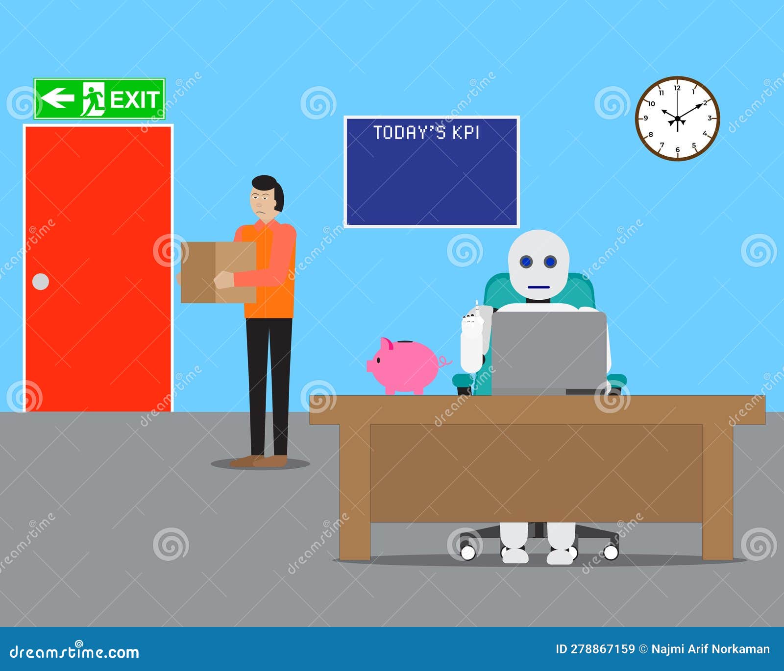 AI Robot Replacing A Human In The Office. - AI Generative Illustration ... AI Robot Replacing A Human In The Office. - AI Generative Illustration ...
