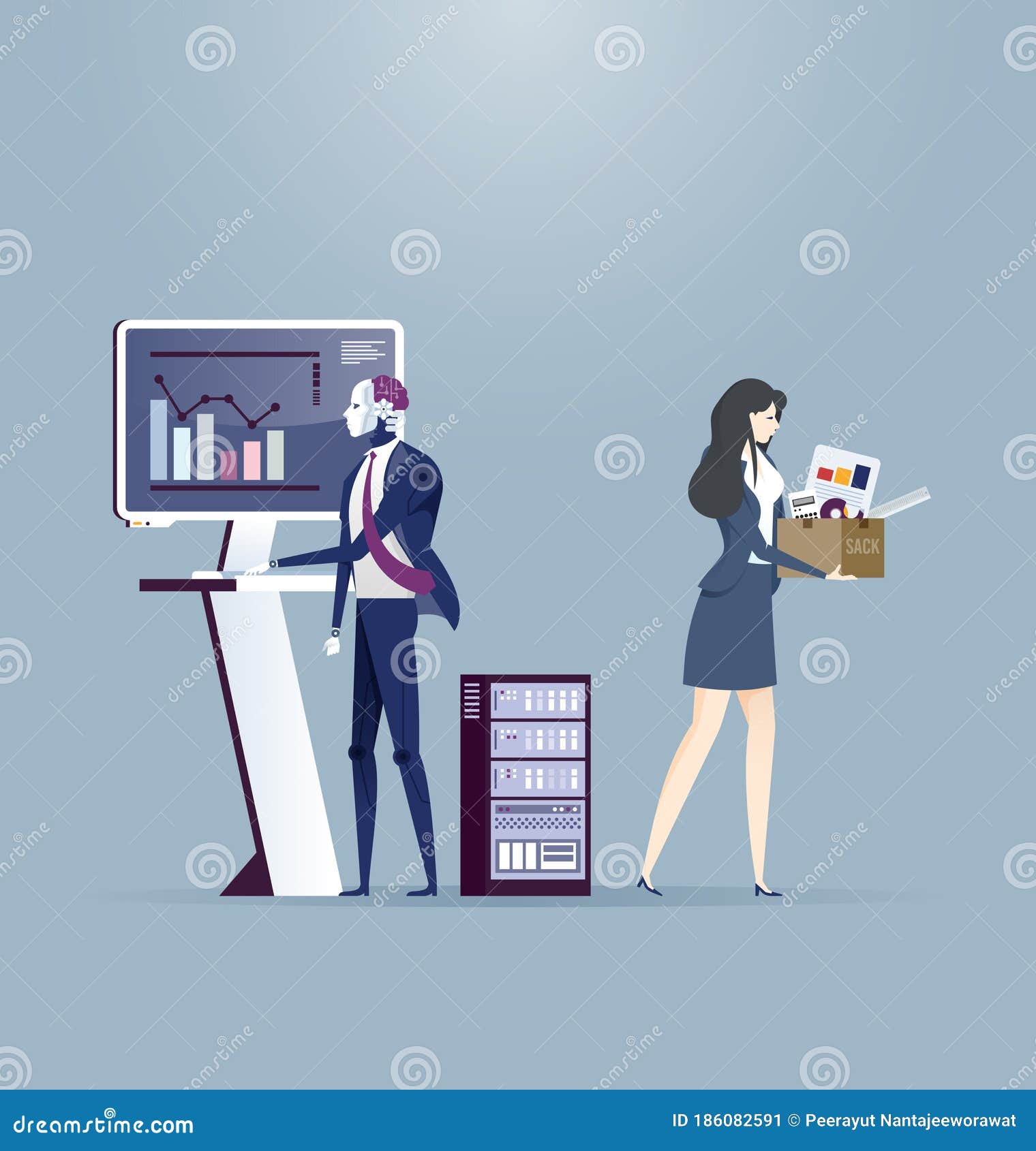 Robot Replace Man Stock Illustrations – 238 Robot Replace Man Stock ...