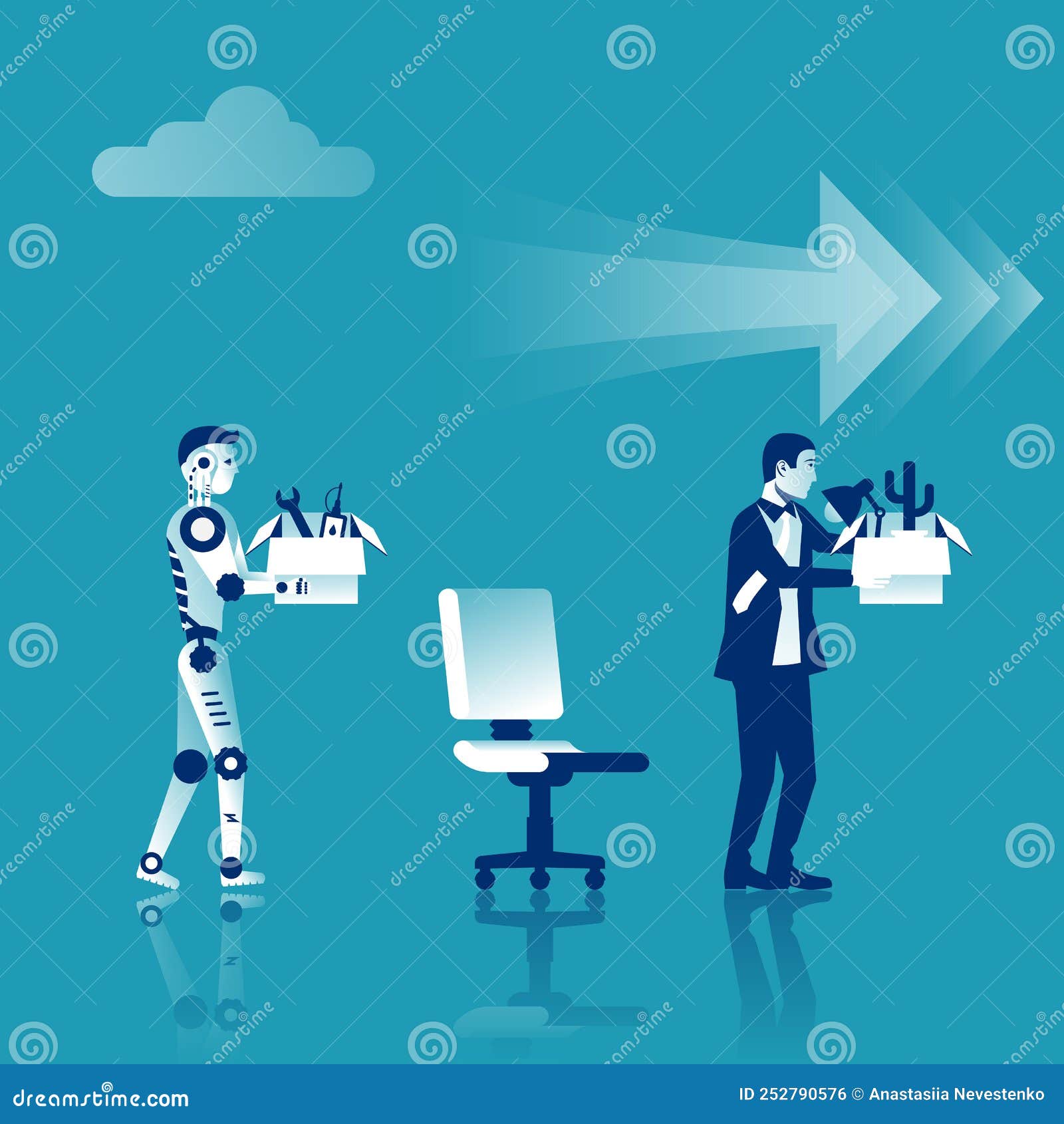 Artificial Intelligence Robot Replaces In The Work Of Man. Turnover ...