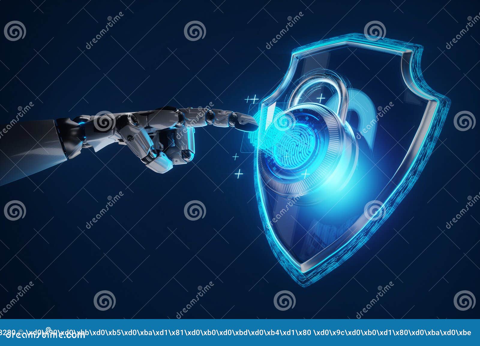 Artificial Intelligence, Robot, Shield and Lock with Fingerprint ...