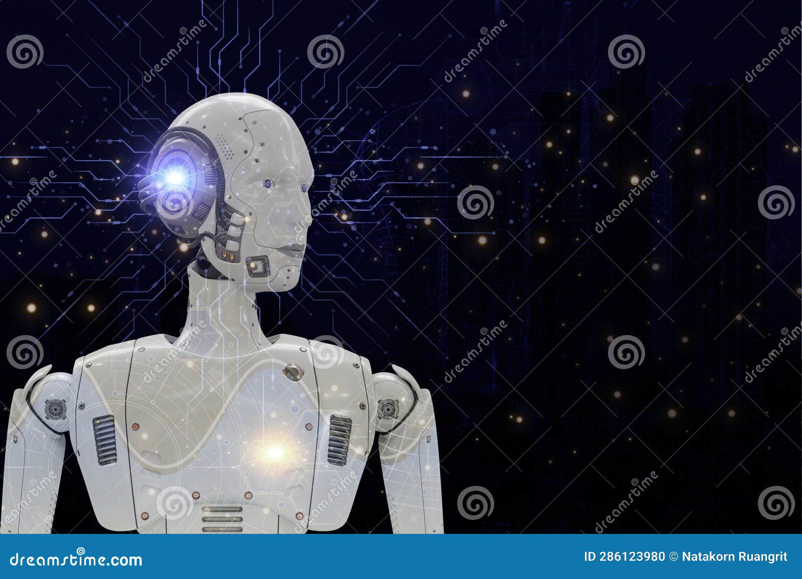 Robot Side View On White Stock Photo | CartoonDealer.com #126086706