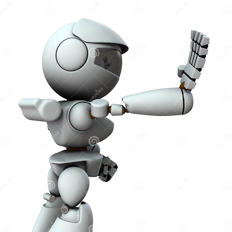 The Artificial Intelligence Robot Sticks Out One Hand Forward. Stock ...