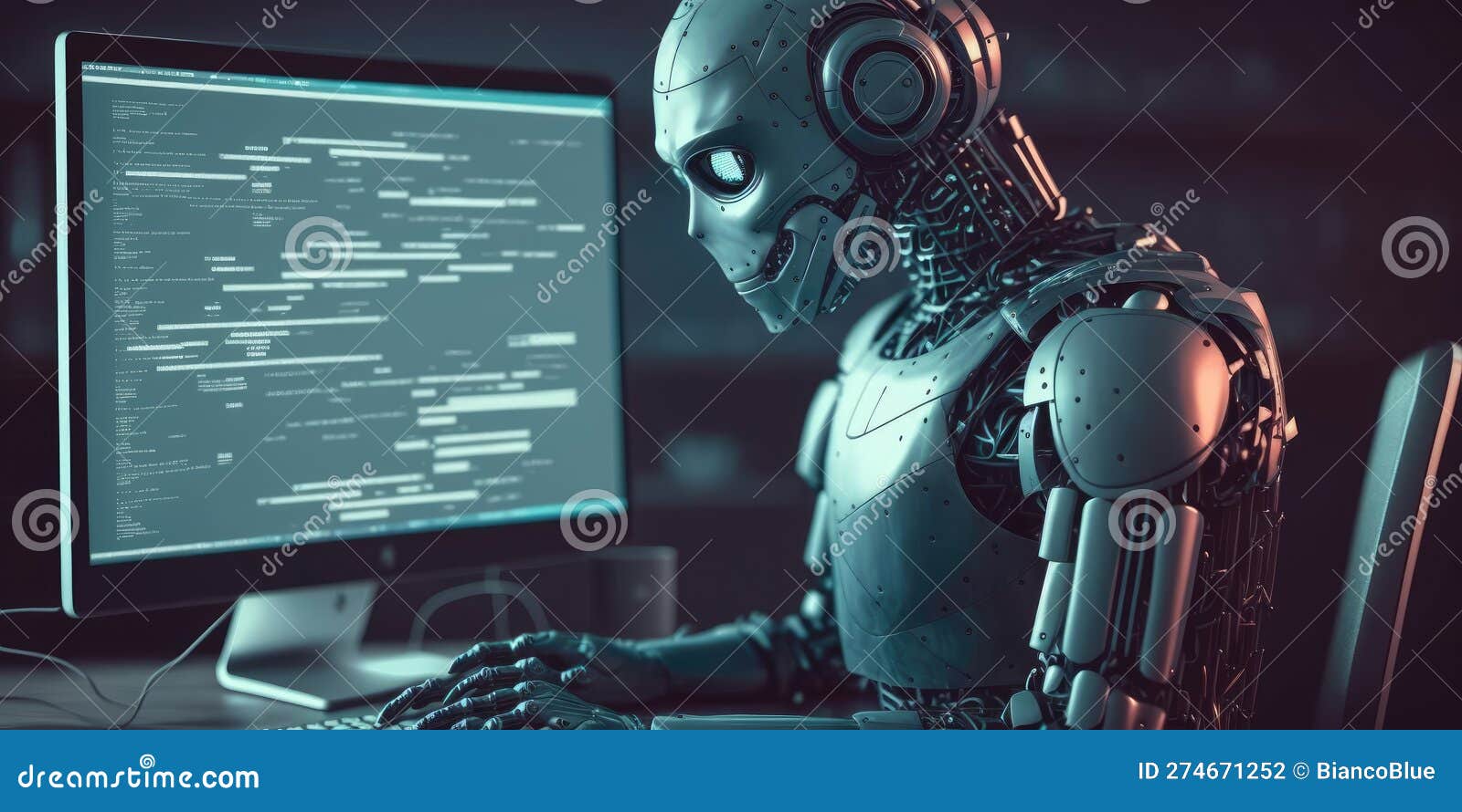 Artificial Intelligence Robot Using Computer Software for Gpt Binary Coding Stock Photo - Image ...