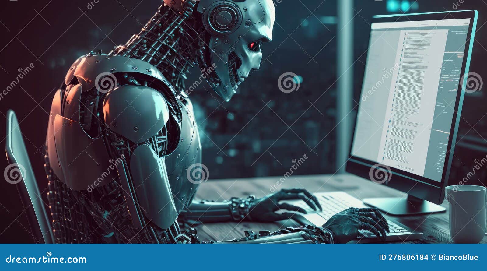Artificial Intelligence Robot Using Computer Software for Gpt Binary Coding Stock Illustration ...