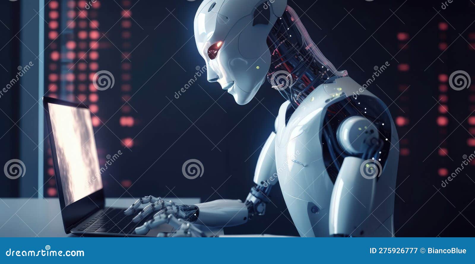 Artificial Intelligence Robot Using Computer Software For Gpt Binary Coding Stock Illustration