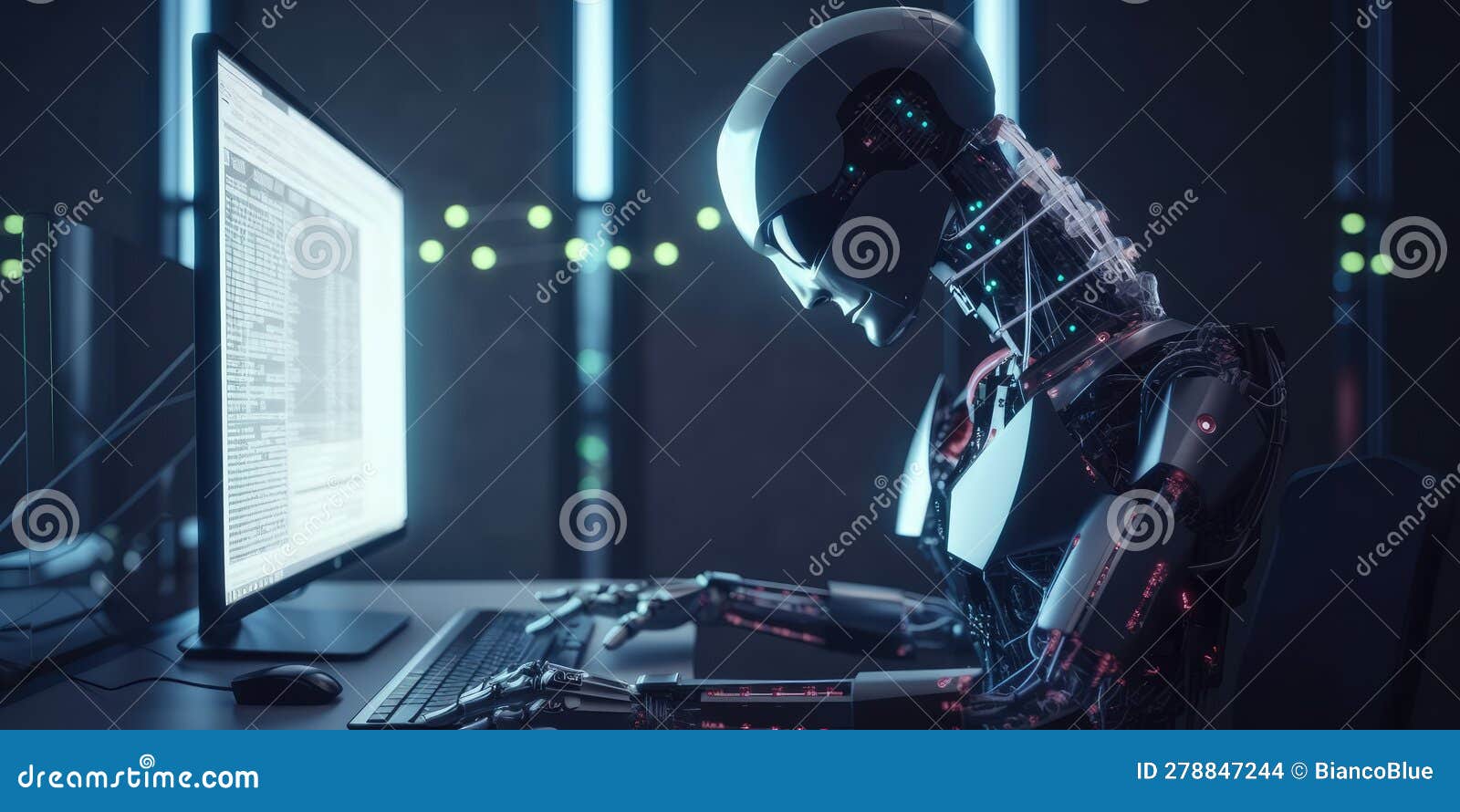 Artificial Intelligence Robot Using Computer Software for Gpt Binary Coding Stock Illustration ...