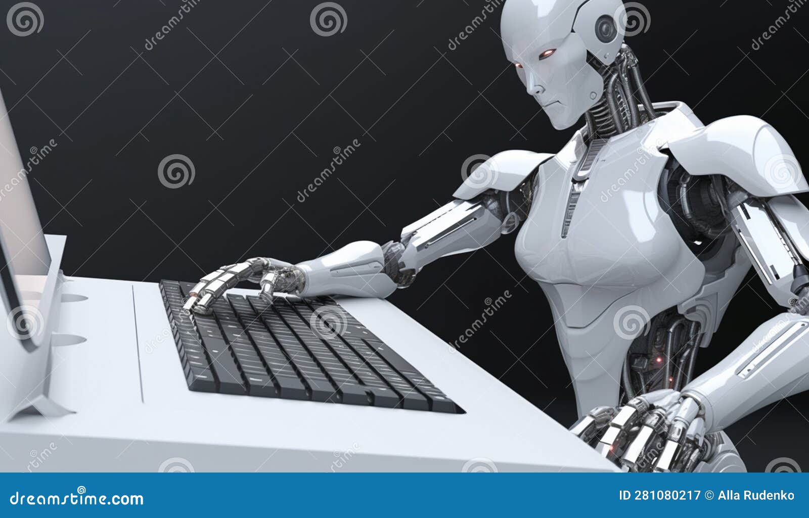 Artificial Intelligence Robot Using Computer Software for Gpt Binary Coding. Generative AI Stock ...