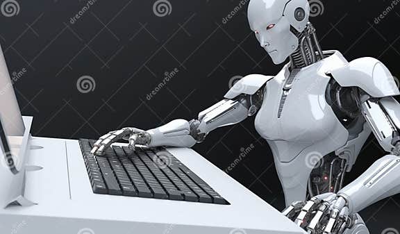 Artificial Intelligence Robot Using Computer Software for Gpt Binary Coding. Generative AI Stock ...