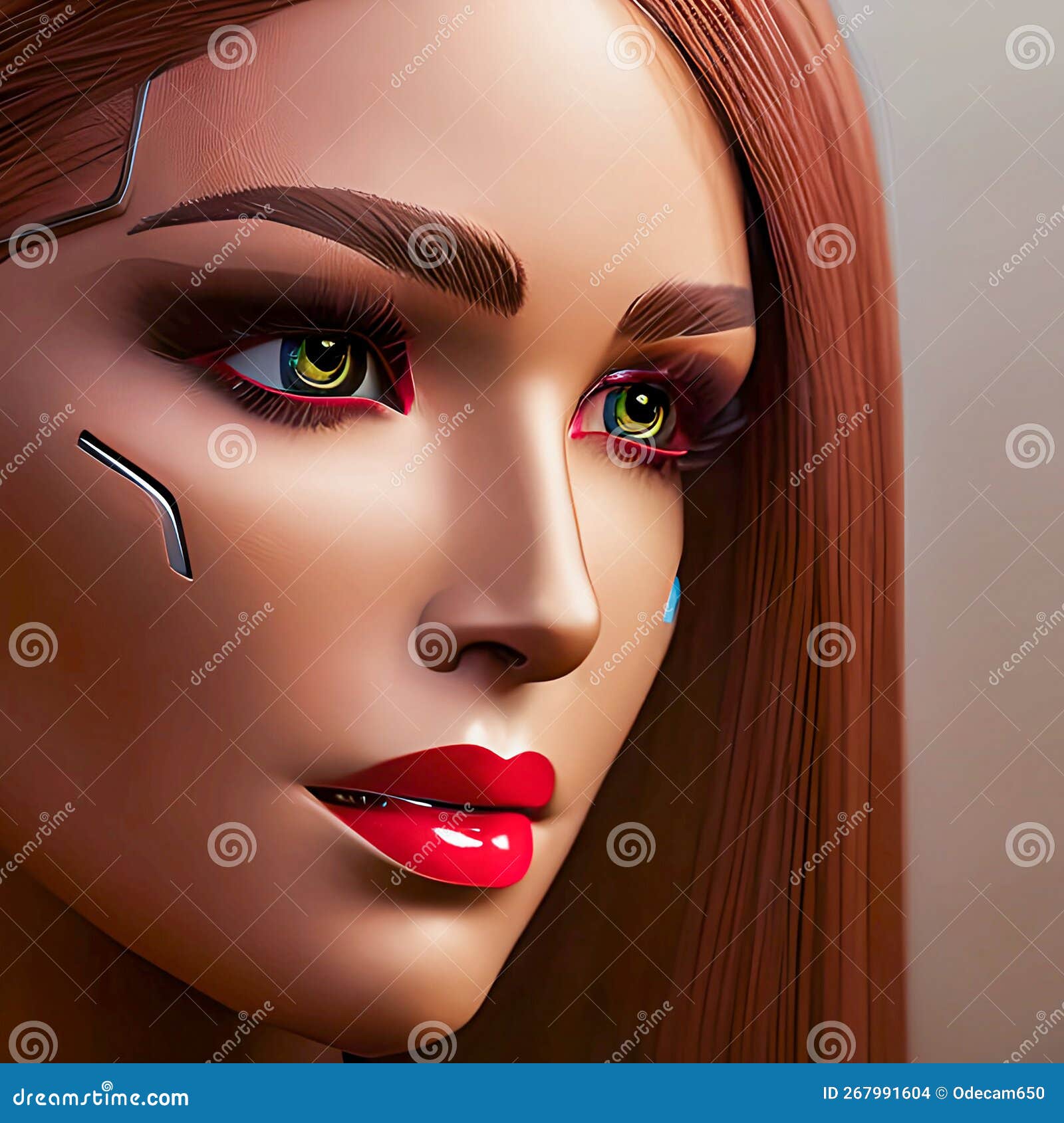 Artificial Intelligence Robot Woman Working in Call Center As ...