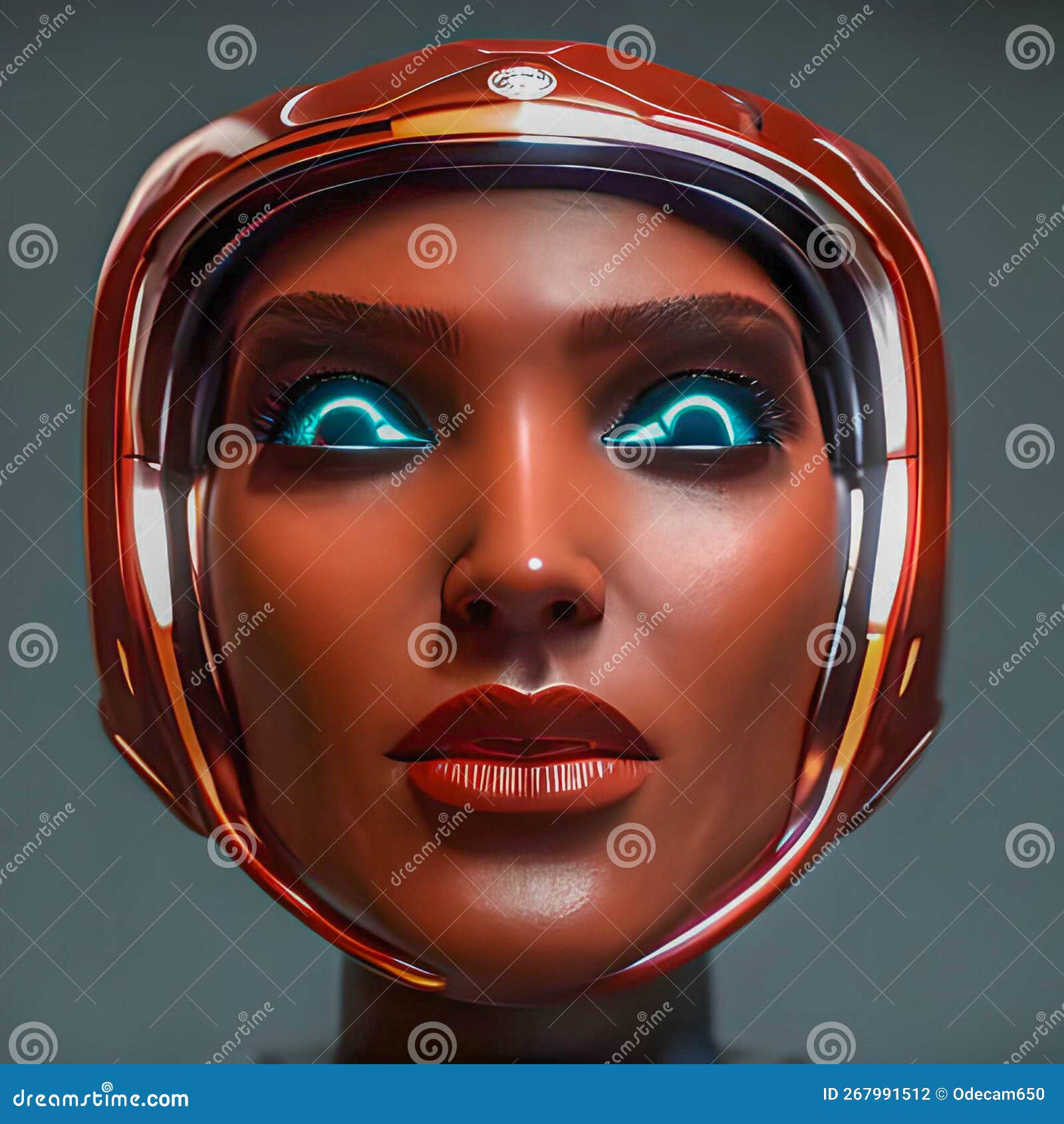 Artificial Intelligence Robot Woman Working in Call Center As ...