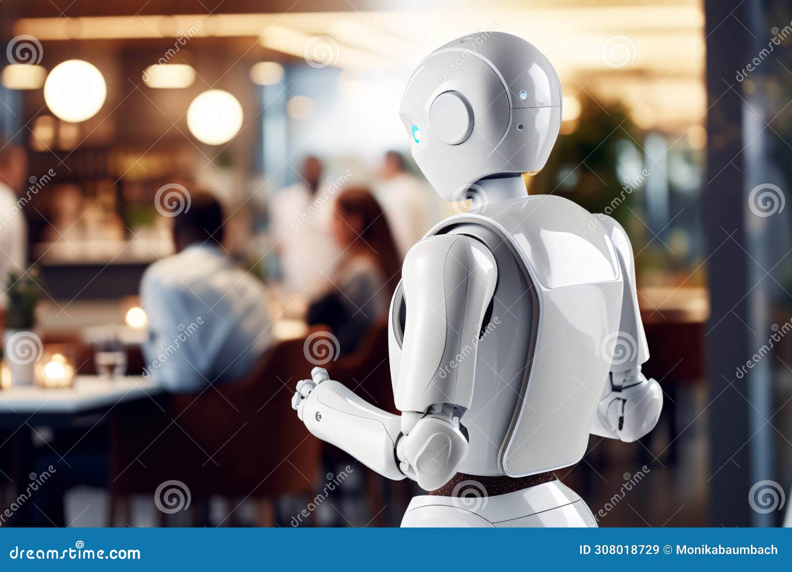 Artificial Intelligence Robot Working As Waiter in Restaurant Stock ...