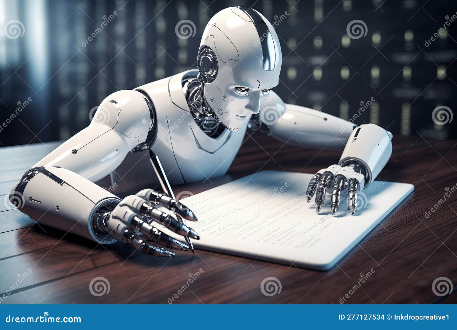 Artificial Intelligence Robot Writing. Ai Essay and Education Concept ...