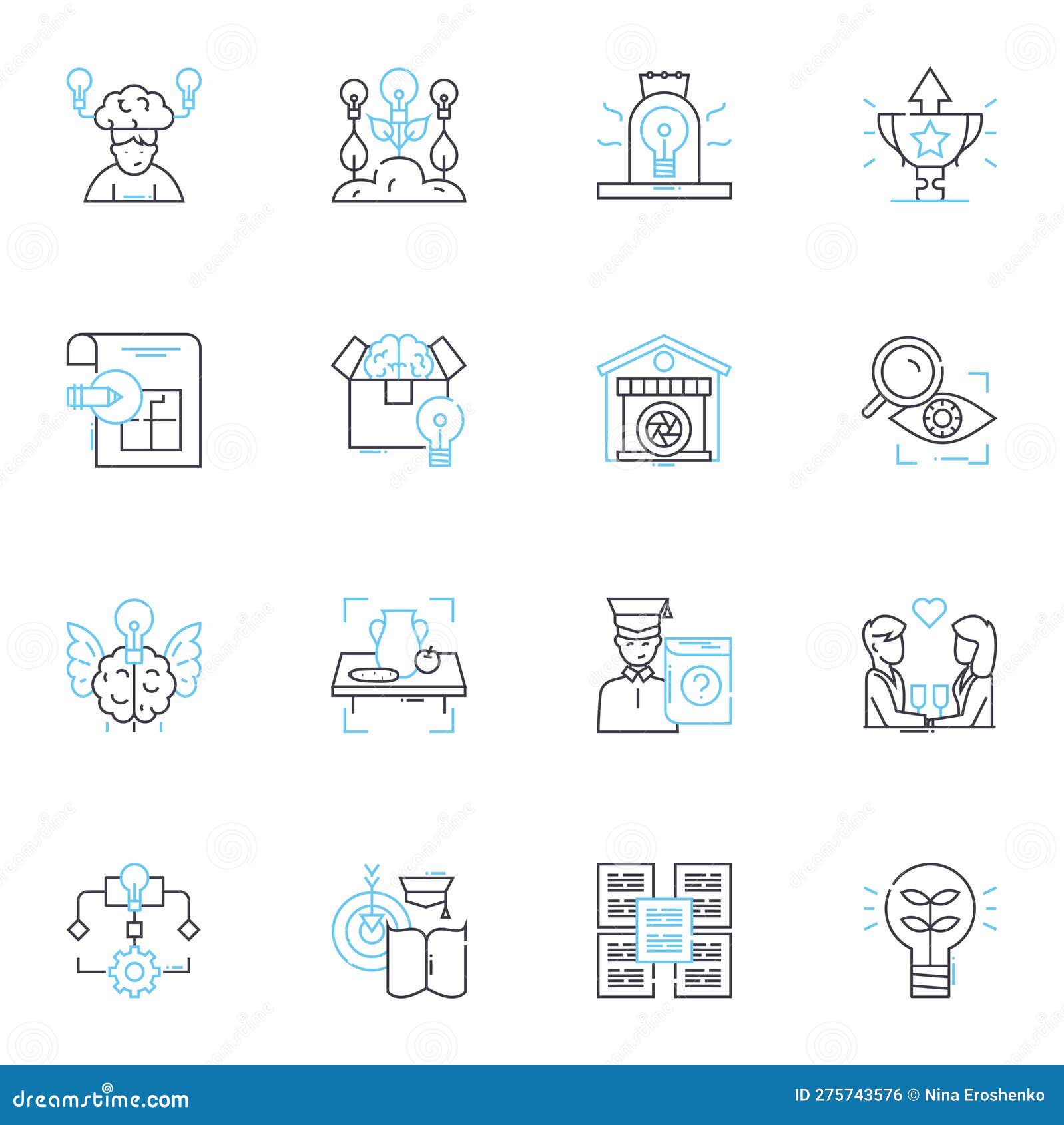 Artificial Intelligence and Robotics Linear Icons Set. Automation, Neural, Machine, Algorithm ...