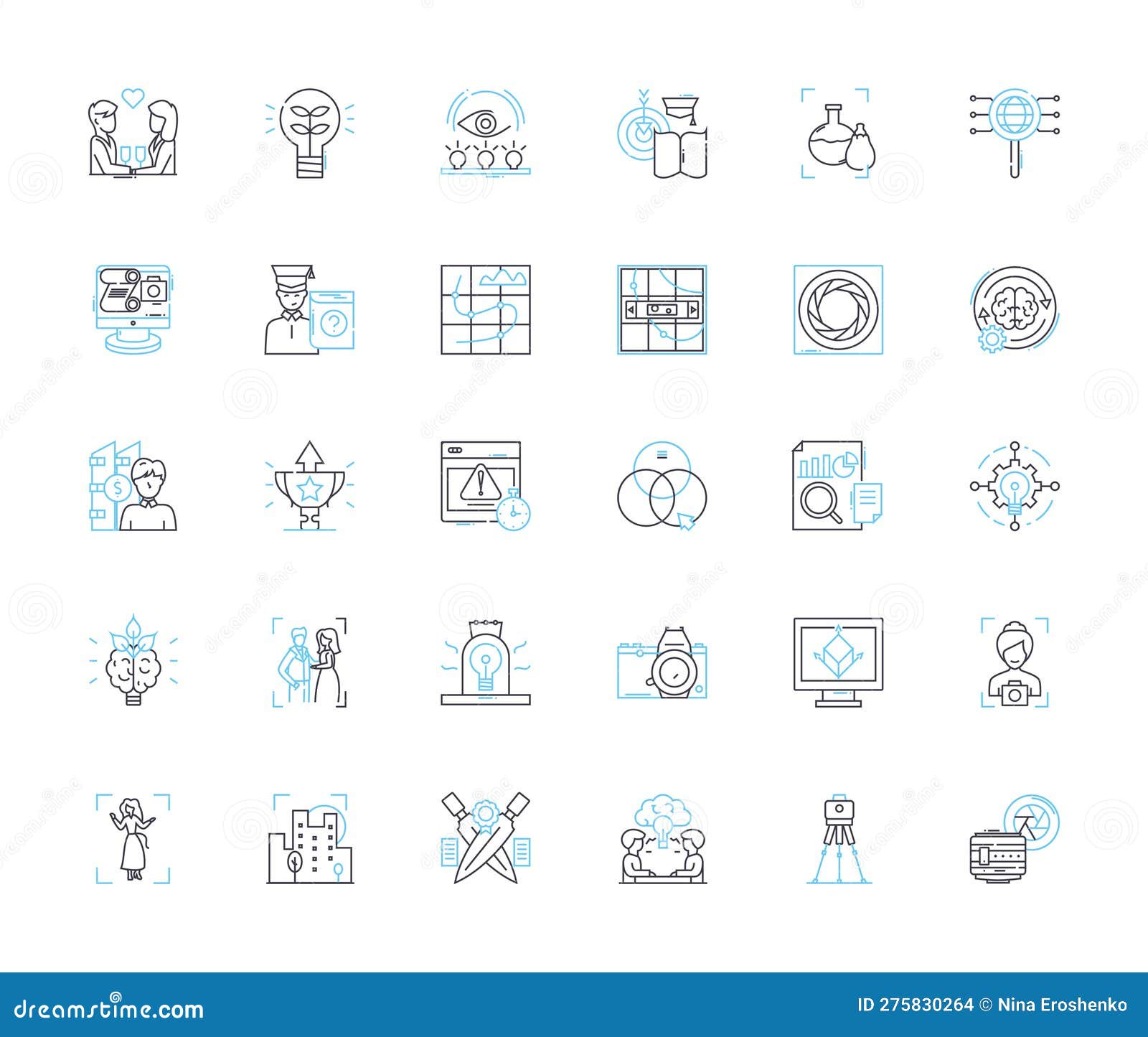 Artificial Intelligence And Robotics Linear Icons Set Automation Neural Machine Algorithm