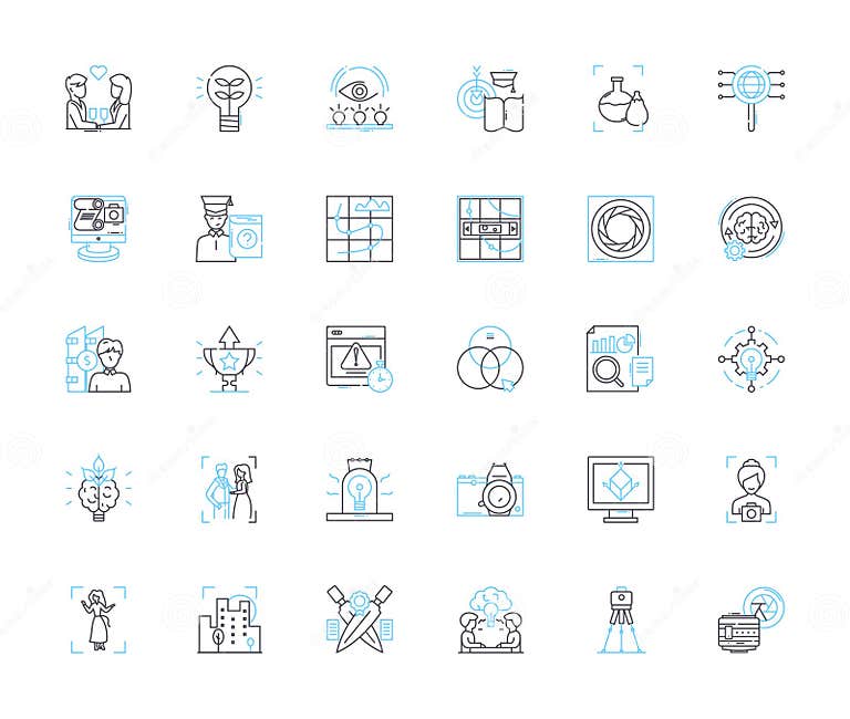 Artificial Intelligence And Robotics Linear Icons Set Automation