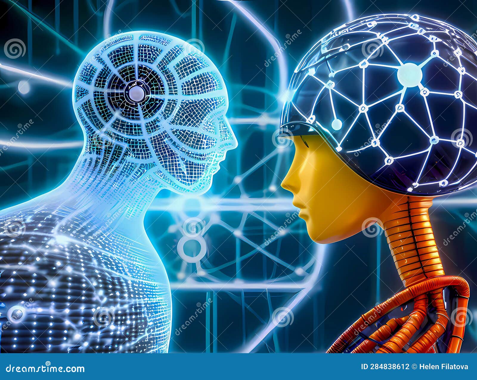 Two robots communication stock illustration. Illustration of ...