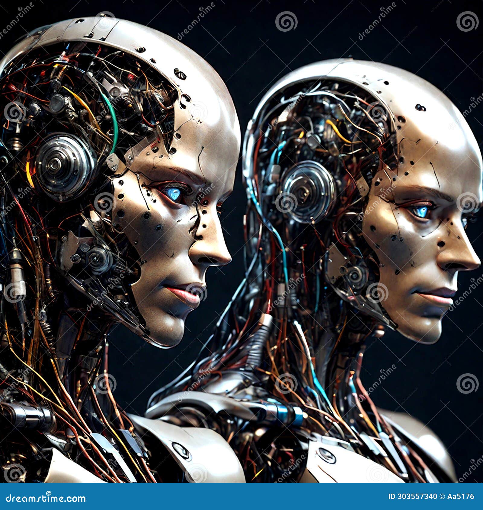 Artificial Intelligence Robots Create Different Future Technologies. AI, Machine Learning, Stock ...