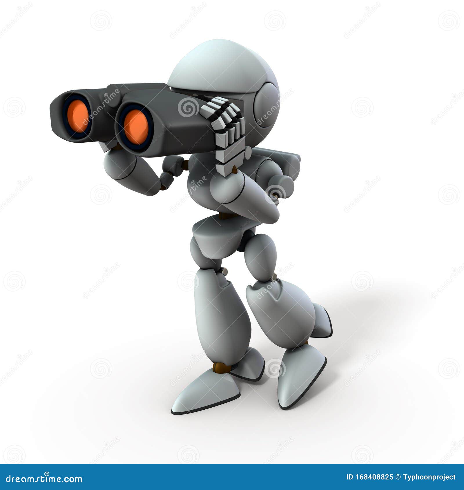 Robots Look Out Corner. Robotic Information Banners Mockup Interface ...