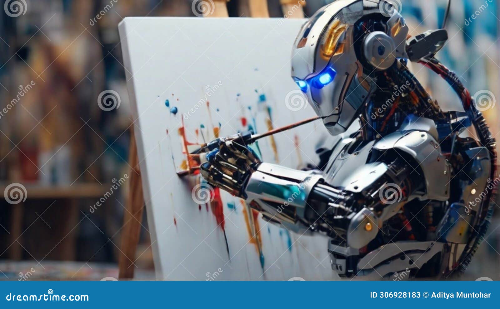 Generative Ai, Artificial Intelligence Robots Paint on Canvas, Smart ... Generative Ai, Artificial Intelligence Robots Paint on Canvas, Smart ...