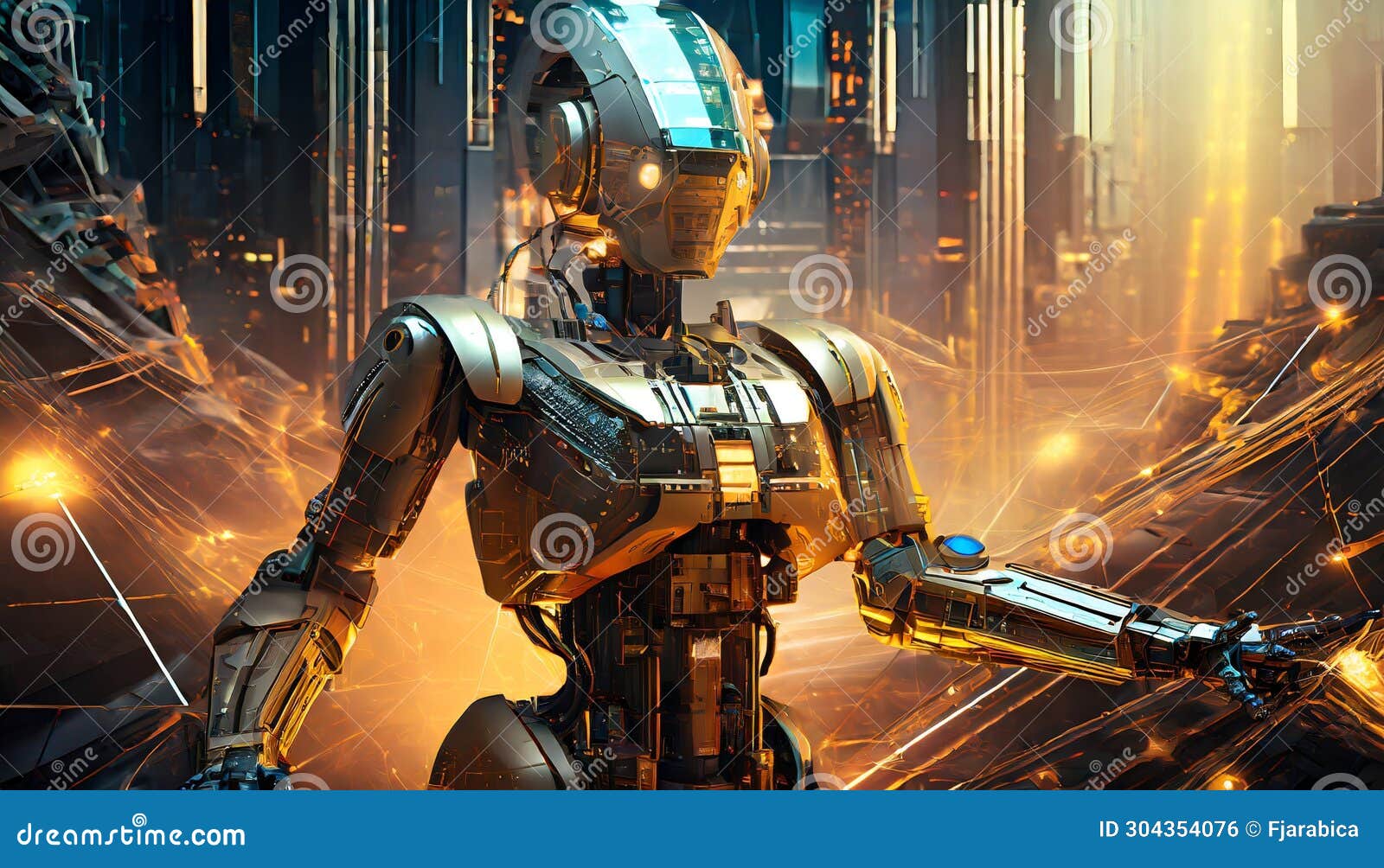 Artificial Intelligence Robots Work in Industry Stock Illustration ...