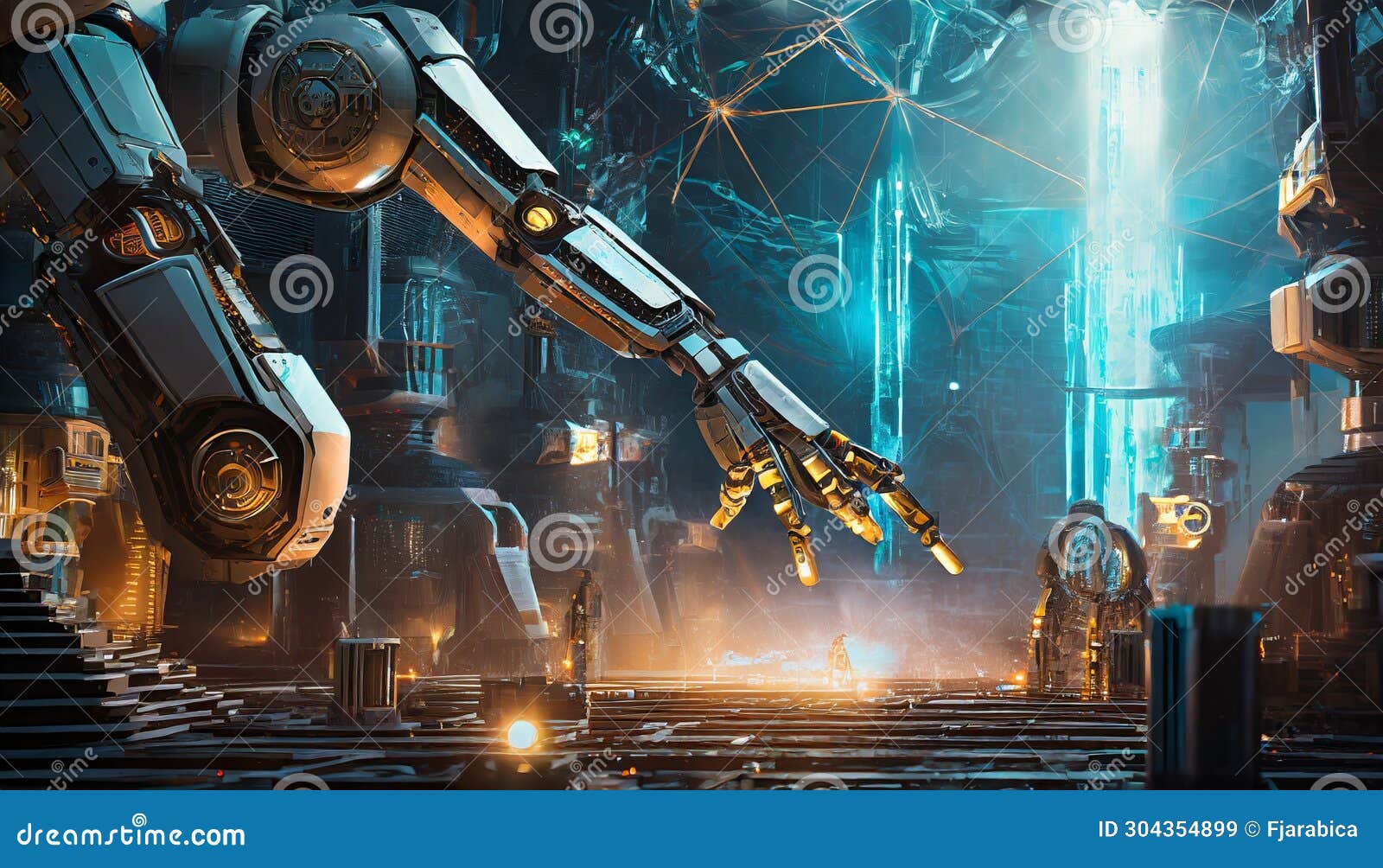 Artificial Intelligence Robots Work in Industry Stock Illustration ...