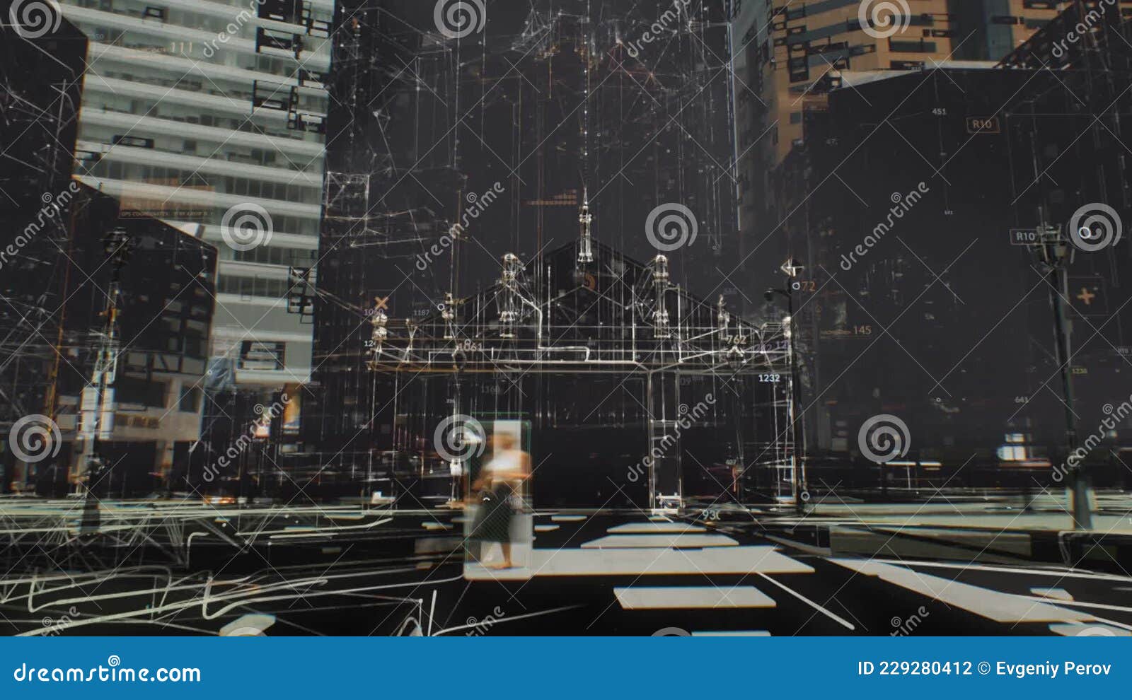 Artificial Intelligence Scanning the City. Augmented Reality Stock ...