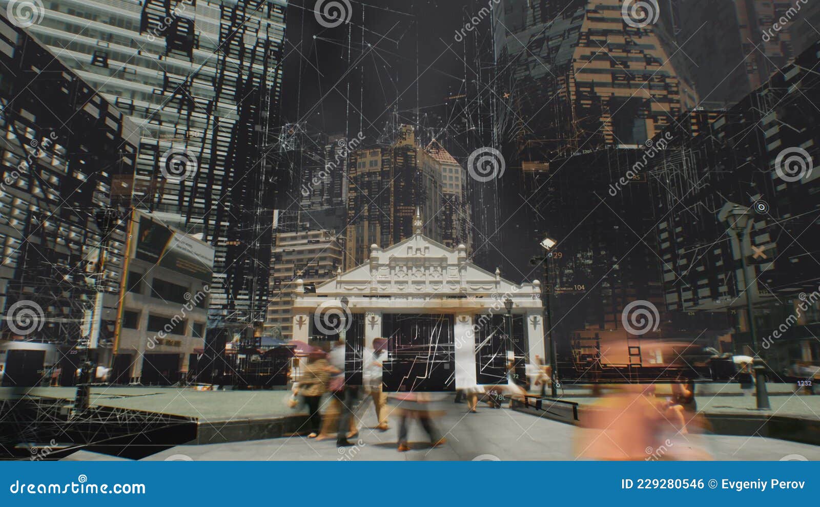 Artificial Intelligence Scanning the City. Augmented Reality Stock ...