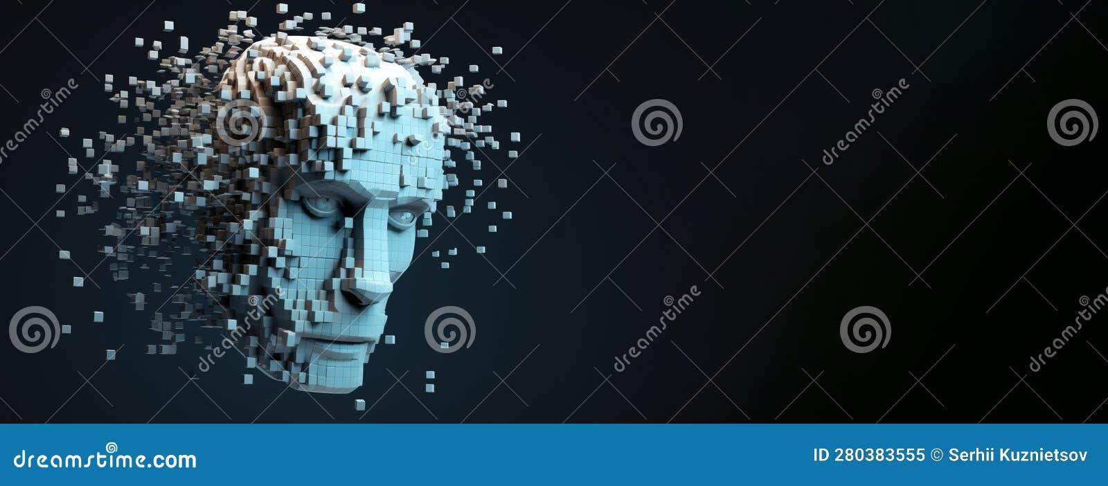 Artificial Intelligence. Scattering Head Profile of a Chrome-plated ...