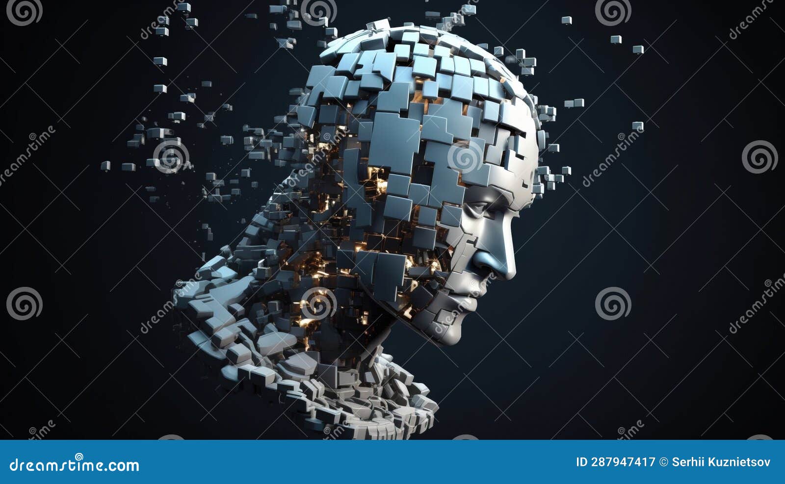 Artificial Intelligence. Scattering Head Profile of a Chrome-plated ...