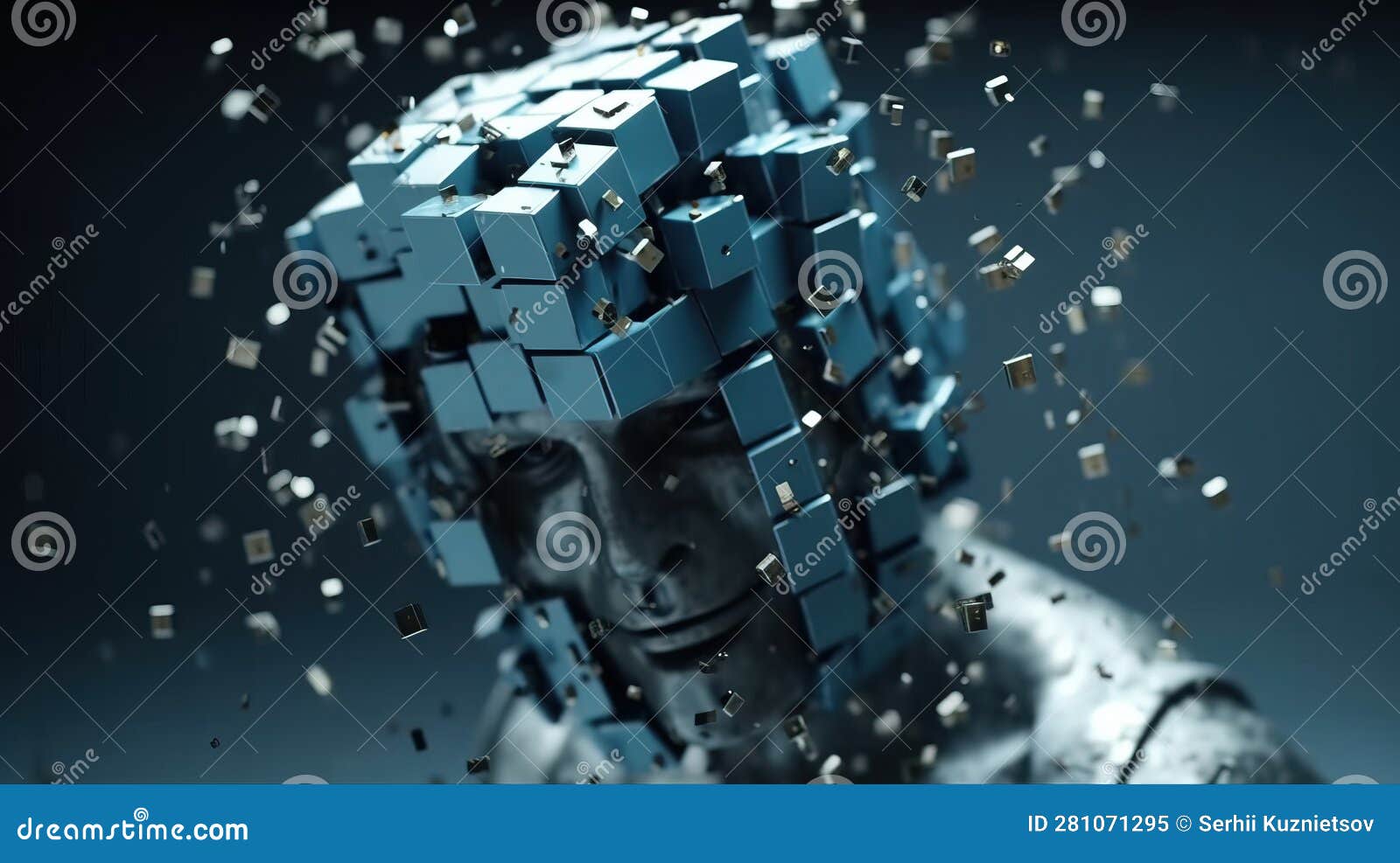 Artificial Intelligence. Scattering Head Profile of a Chrome-plated ...