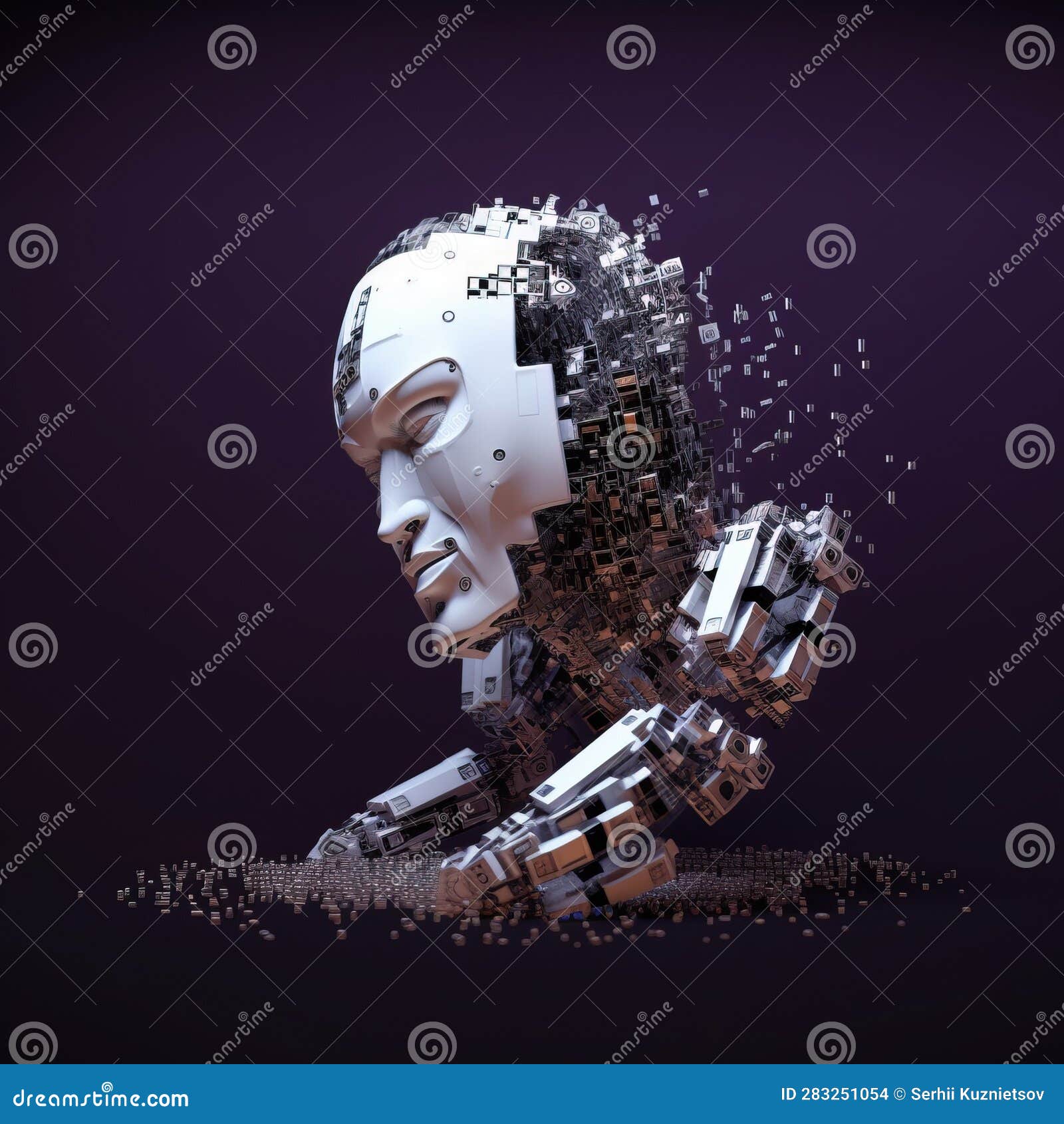Artificial Intelligence. Scattering Head Profile of a Chrome-plated ...