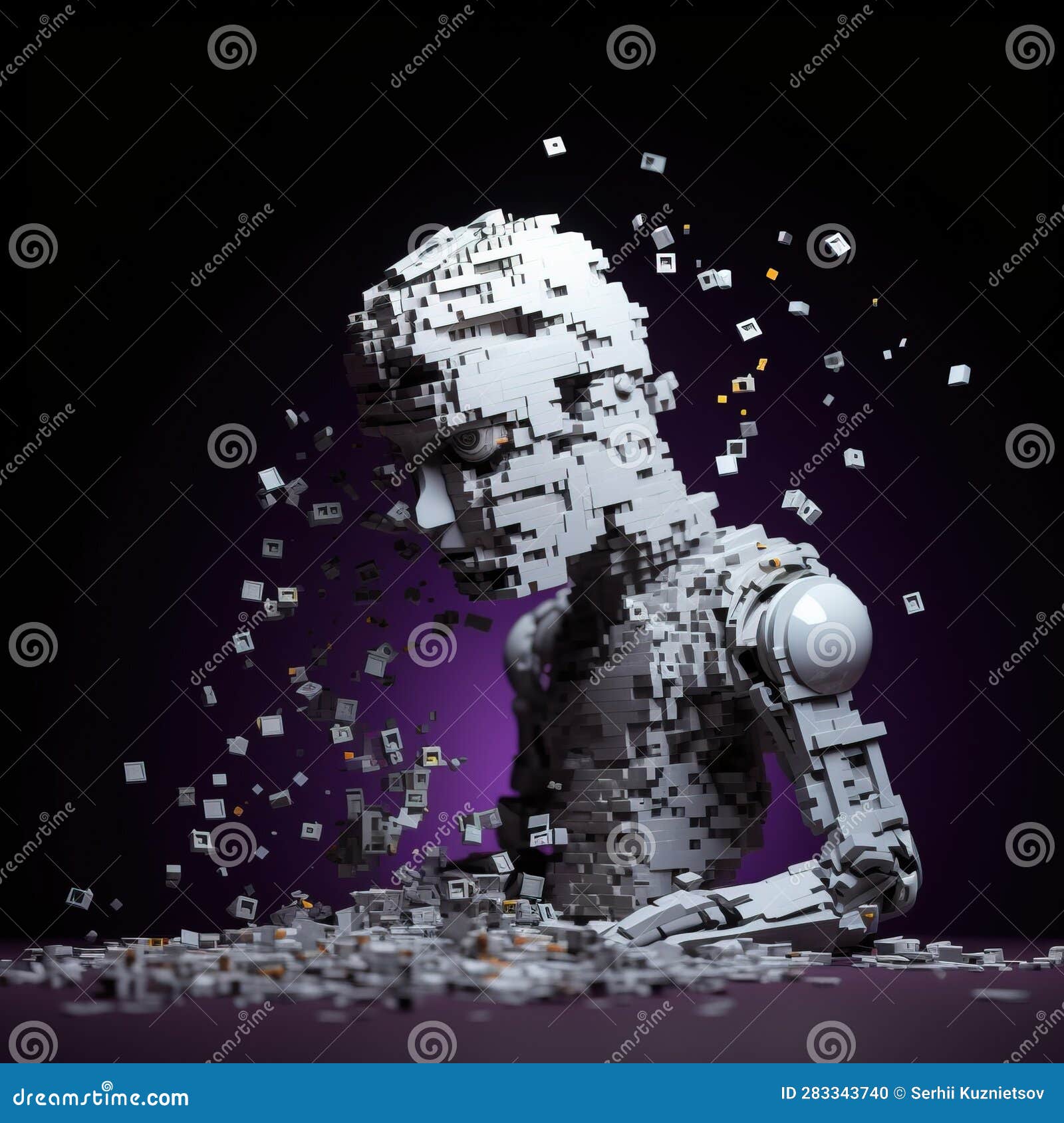 Artificial Intelligence. Scattering Head Profile of a Chrome-plated ...