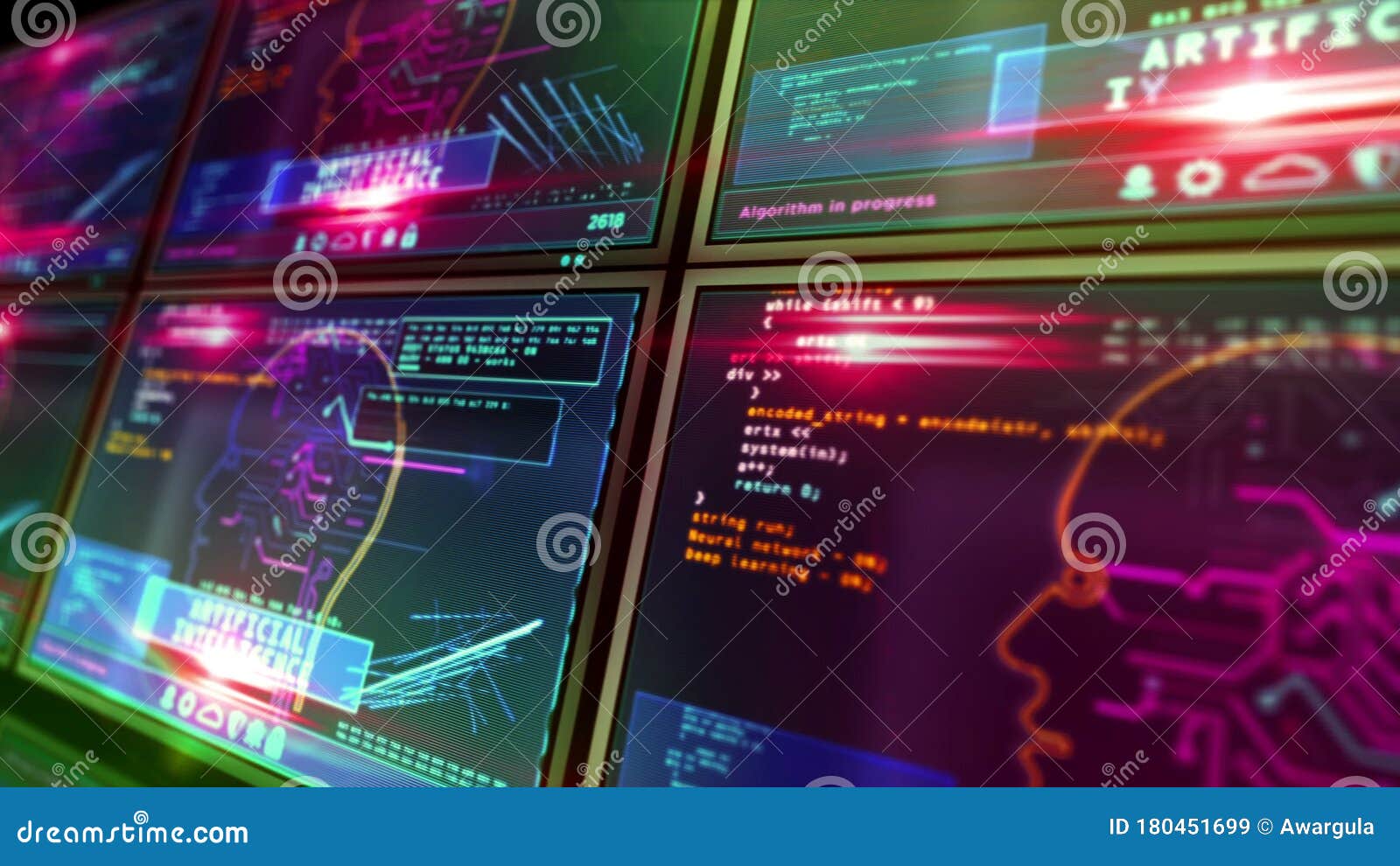 Artificial Intelligence on Screens Stock Video - Video of science ...