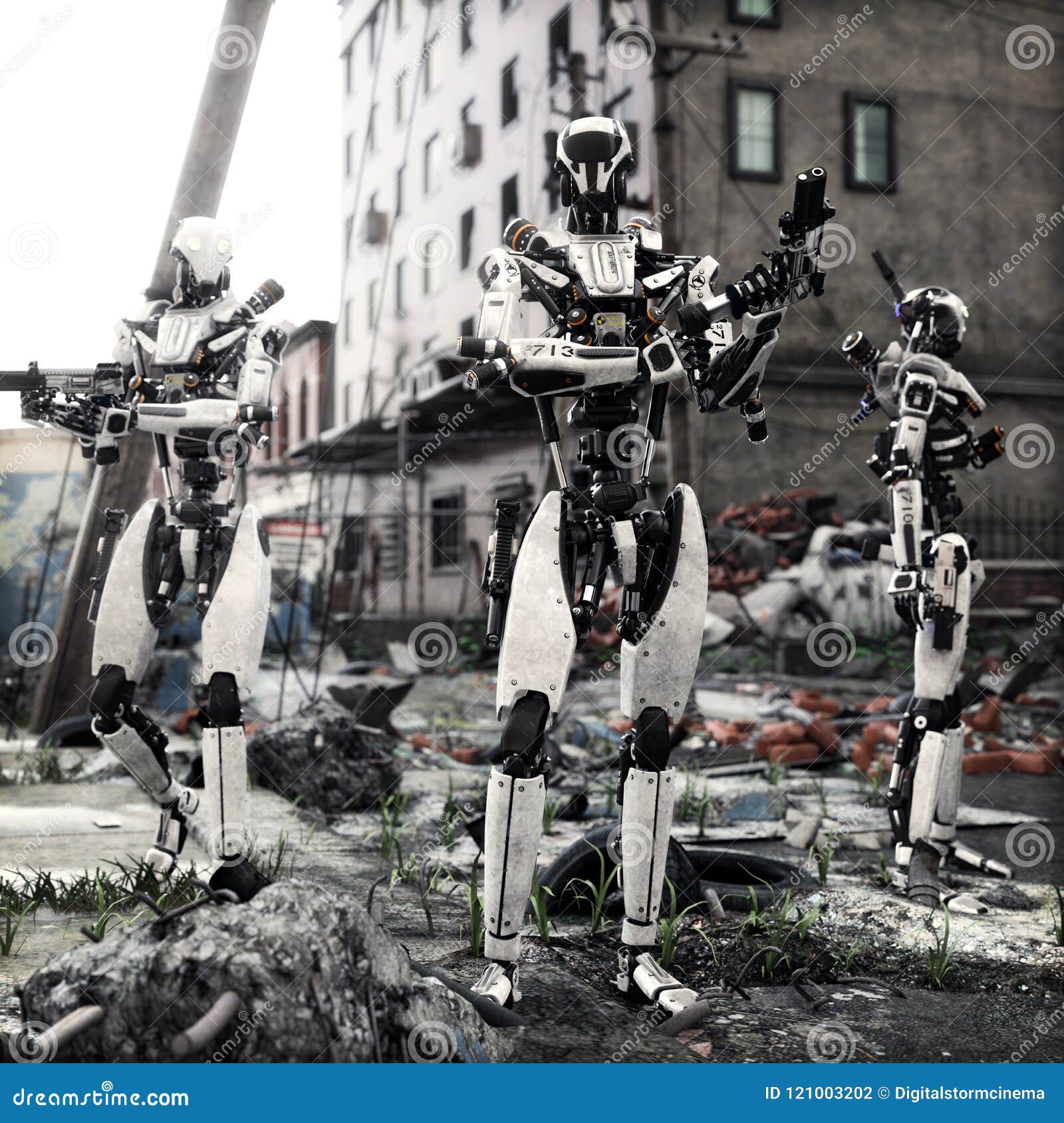 Artificial Intelligence Self Aware Android Robots Patrolling a ...