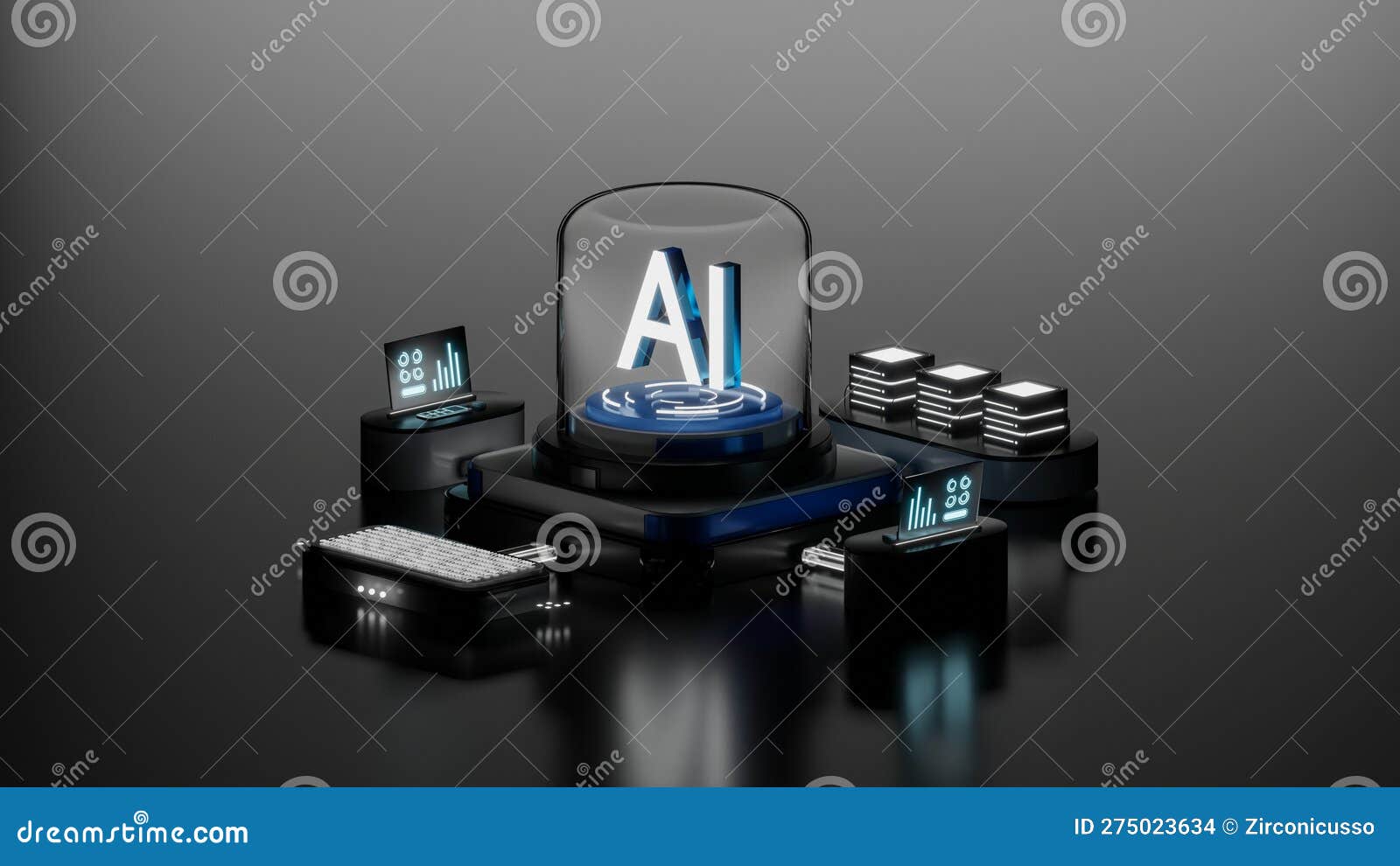 Artificial Intelligence Server Stock Illustration - Illustration of ...