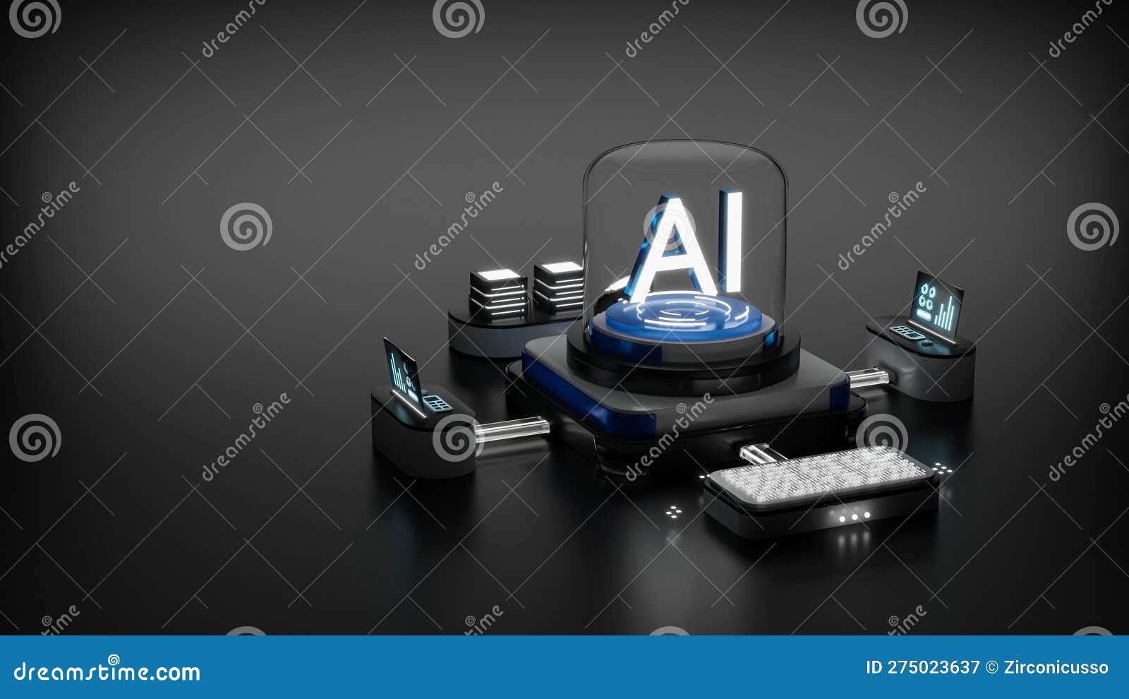 Artificial Intelligence Server Stock Illustration - Illustration of ...
