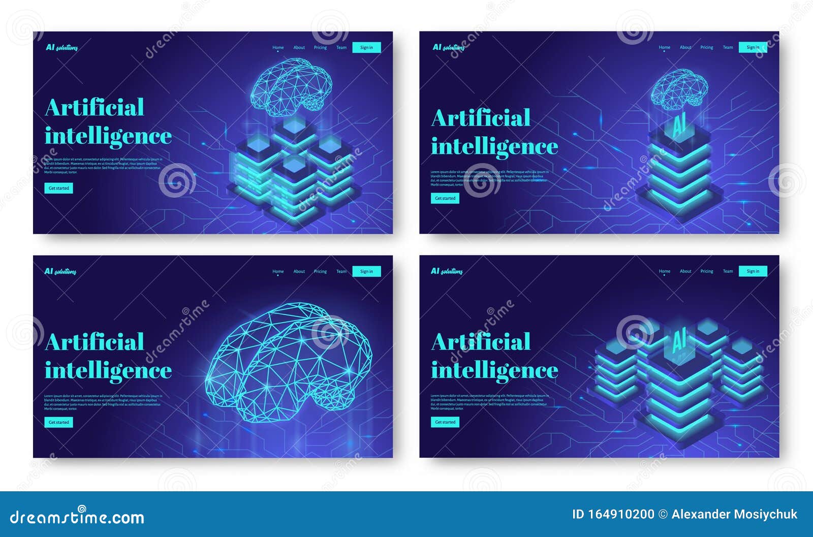 Artificial Intelligence. Set of Landing Page Headers. Concept with ...
