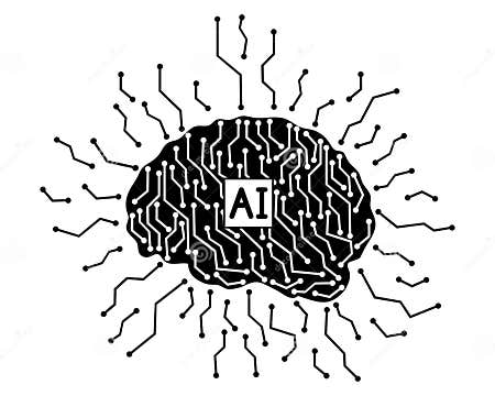 Artificial Intelligence, Silhouette of Brain Witk Links. Vector ...
