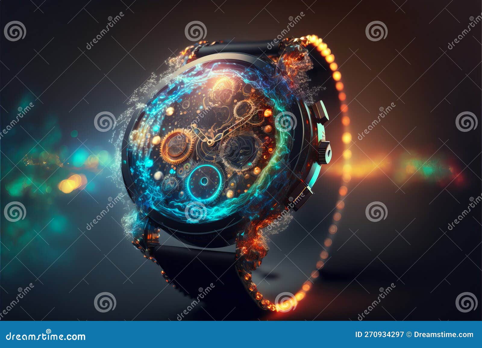 Artificial Intelligence Smart Watch. Generative Ai Stock Illustration ...