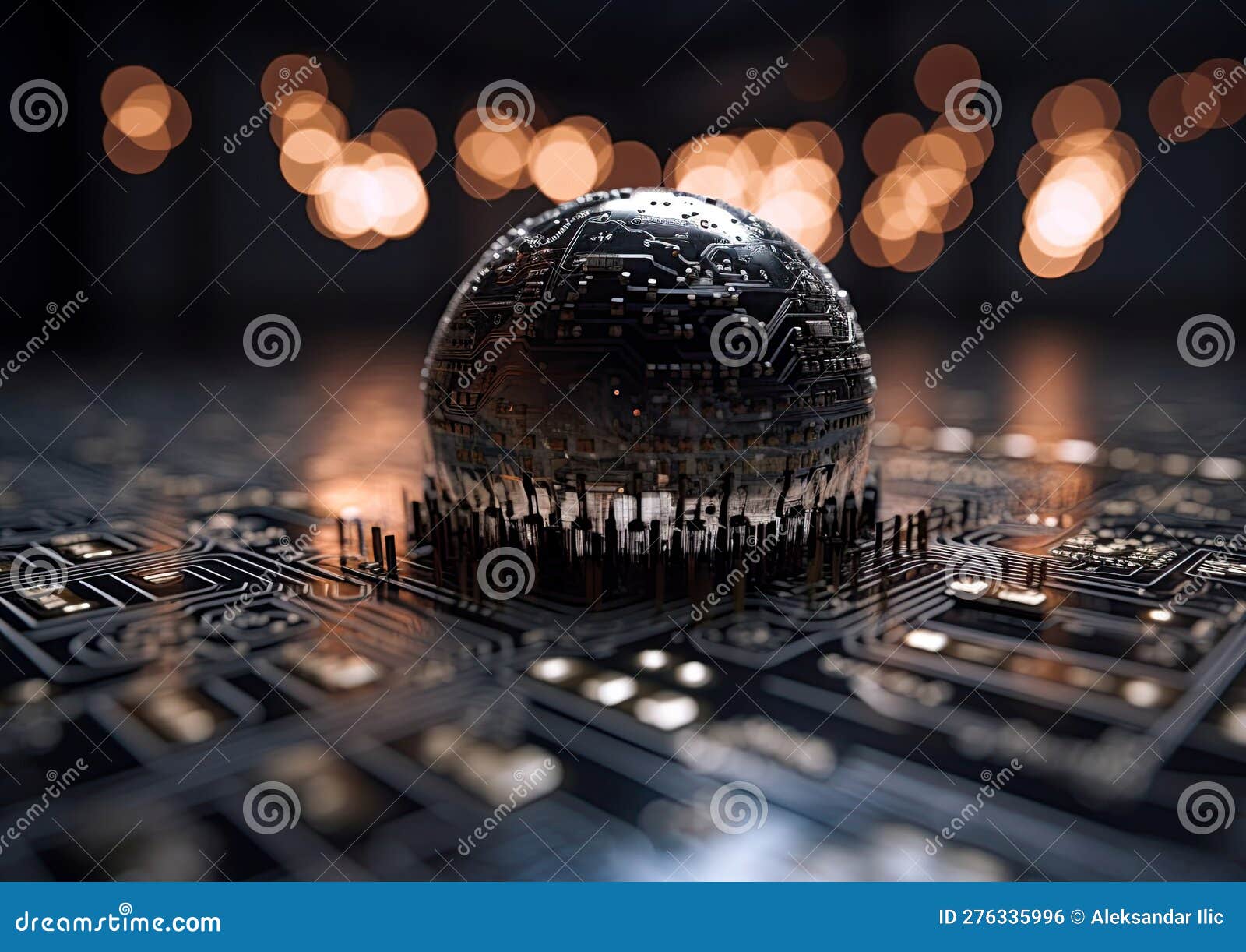 Artificial Intelligence Sphere Representing Planet Earth. Cyer ...