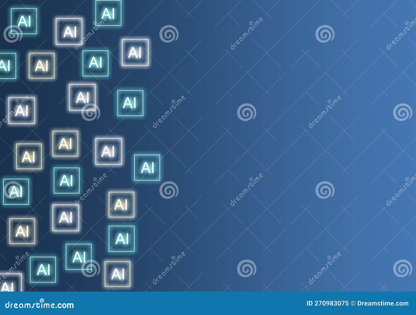 Artificial Intelligence Squares, AI Label Square, Neon Light, Creative ...