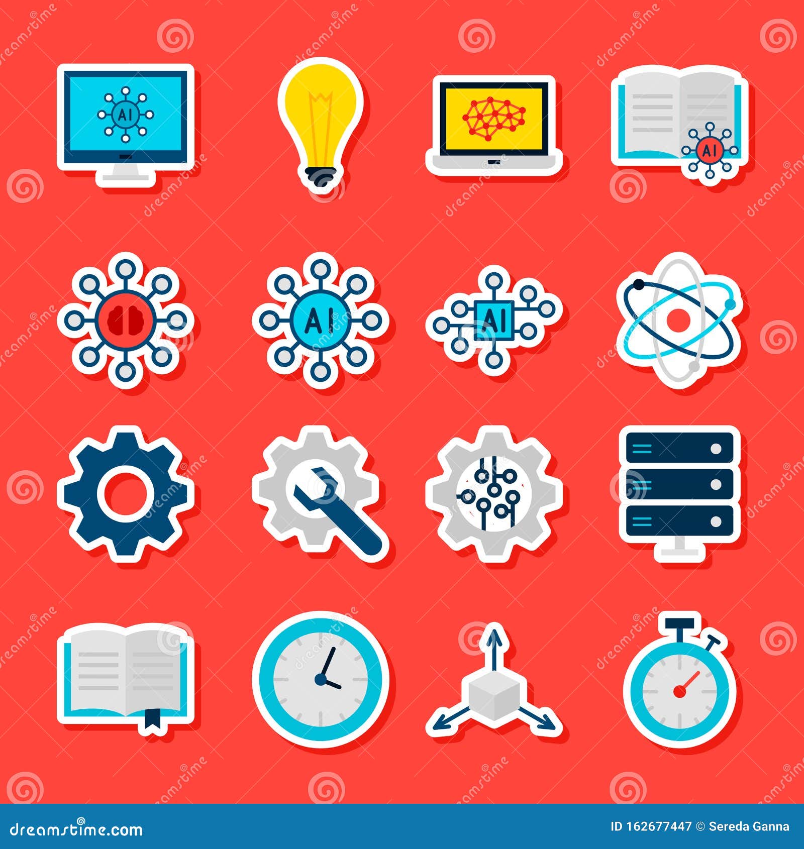 Artificial Intelligence Stickers Stock Vector - Illustration of ...