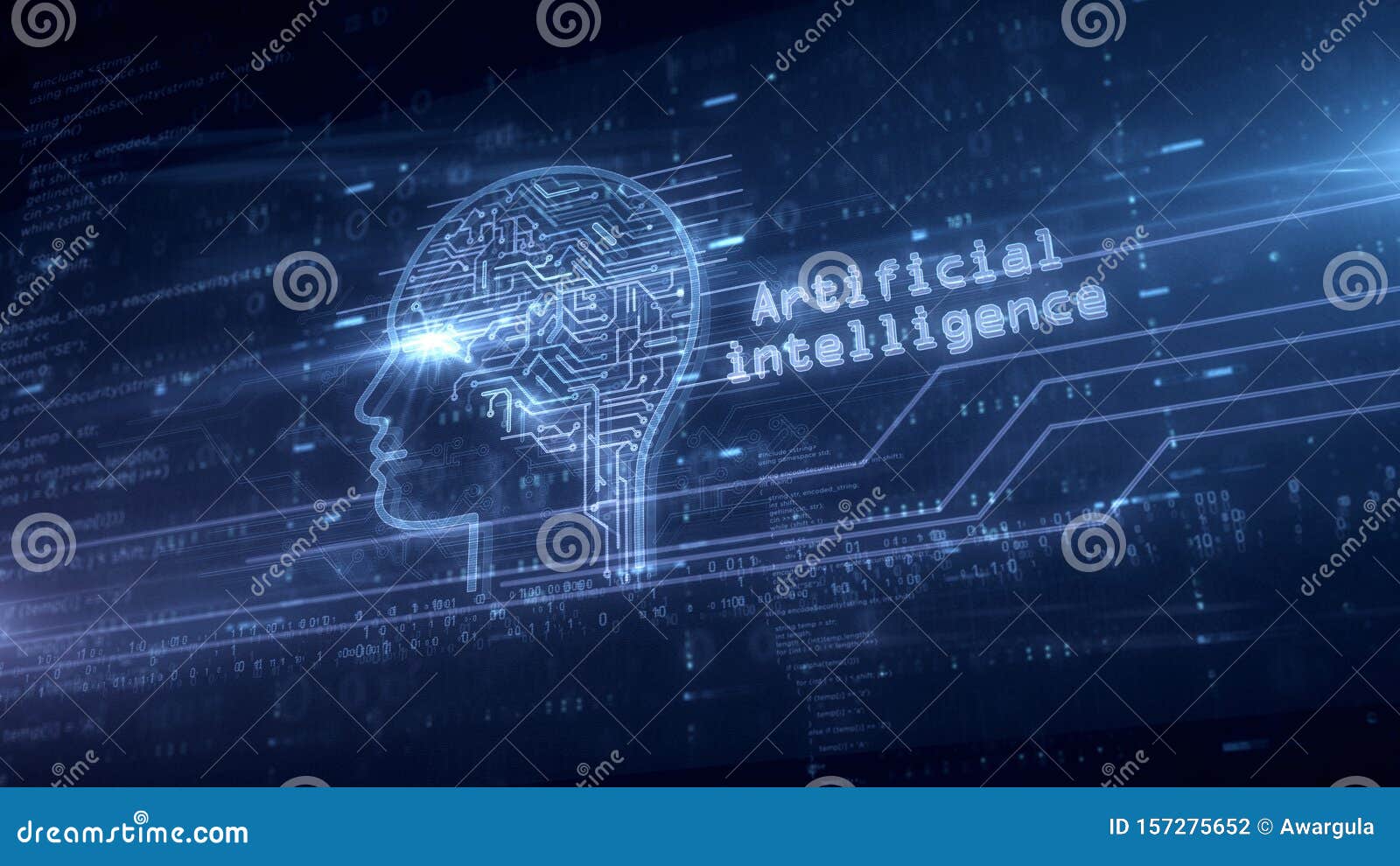 Artificial Intelligence Hologram Stock Illustration - Illustration of ...