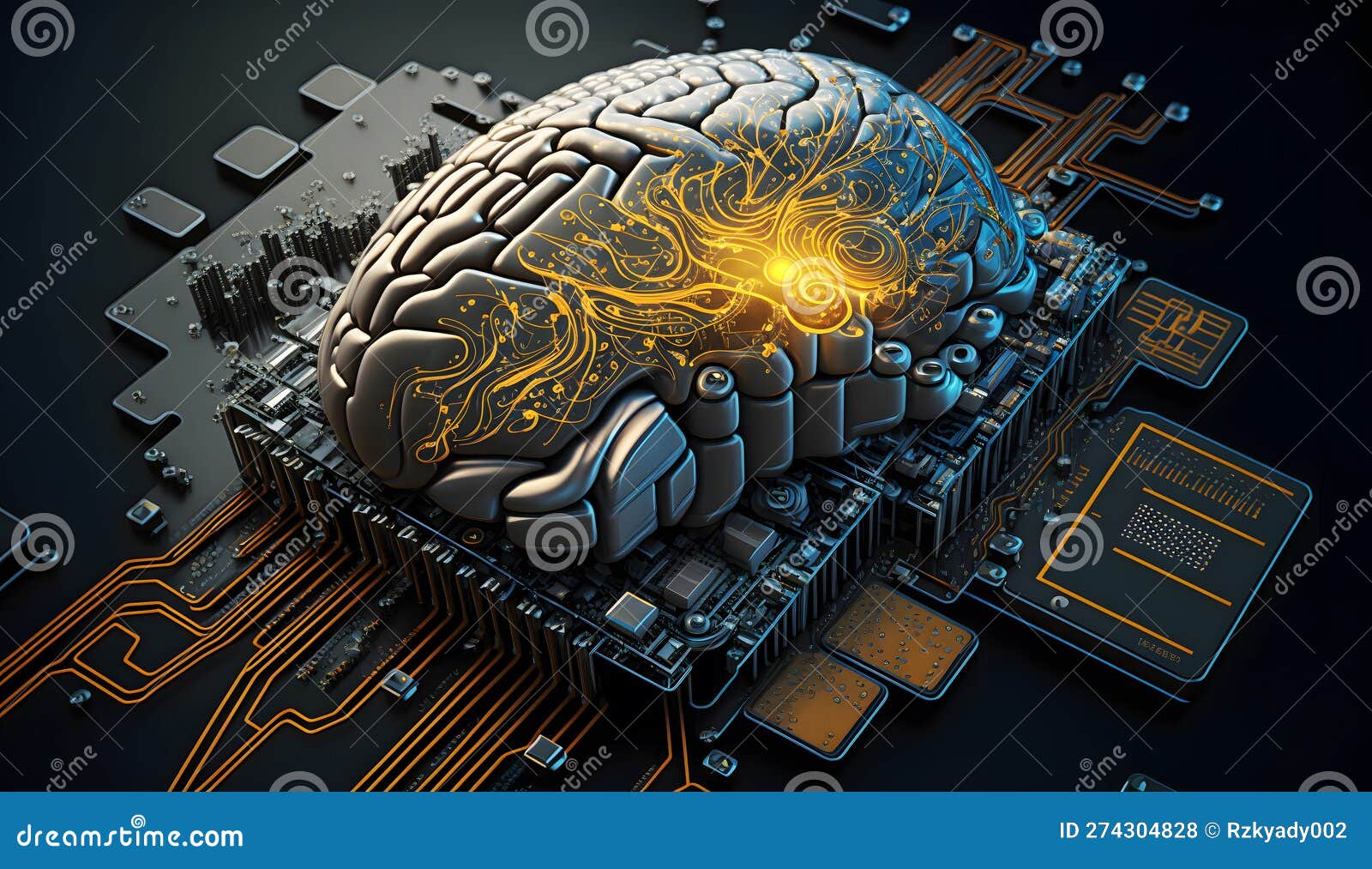 Artificial Intelligence System Brain Processes Stock Illustration ...